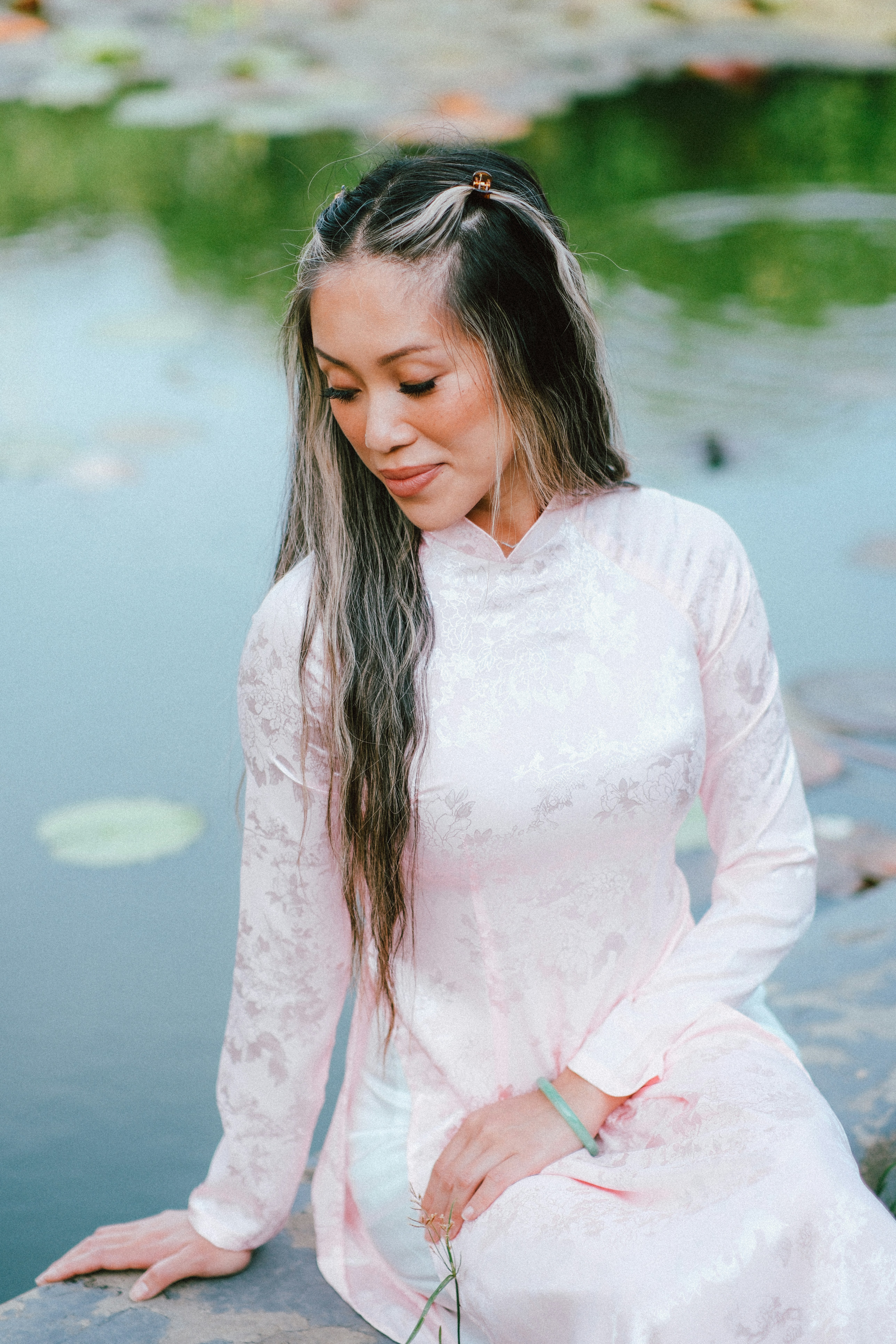 Soft Light, Quiet Grace: A Portrait by the Pond