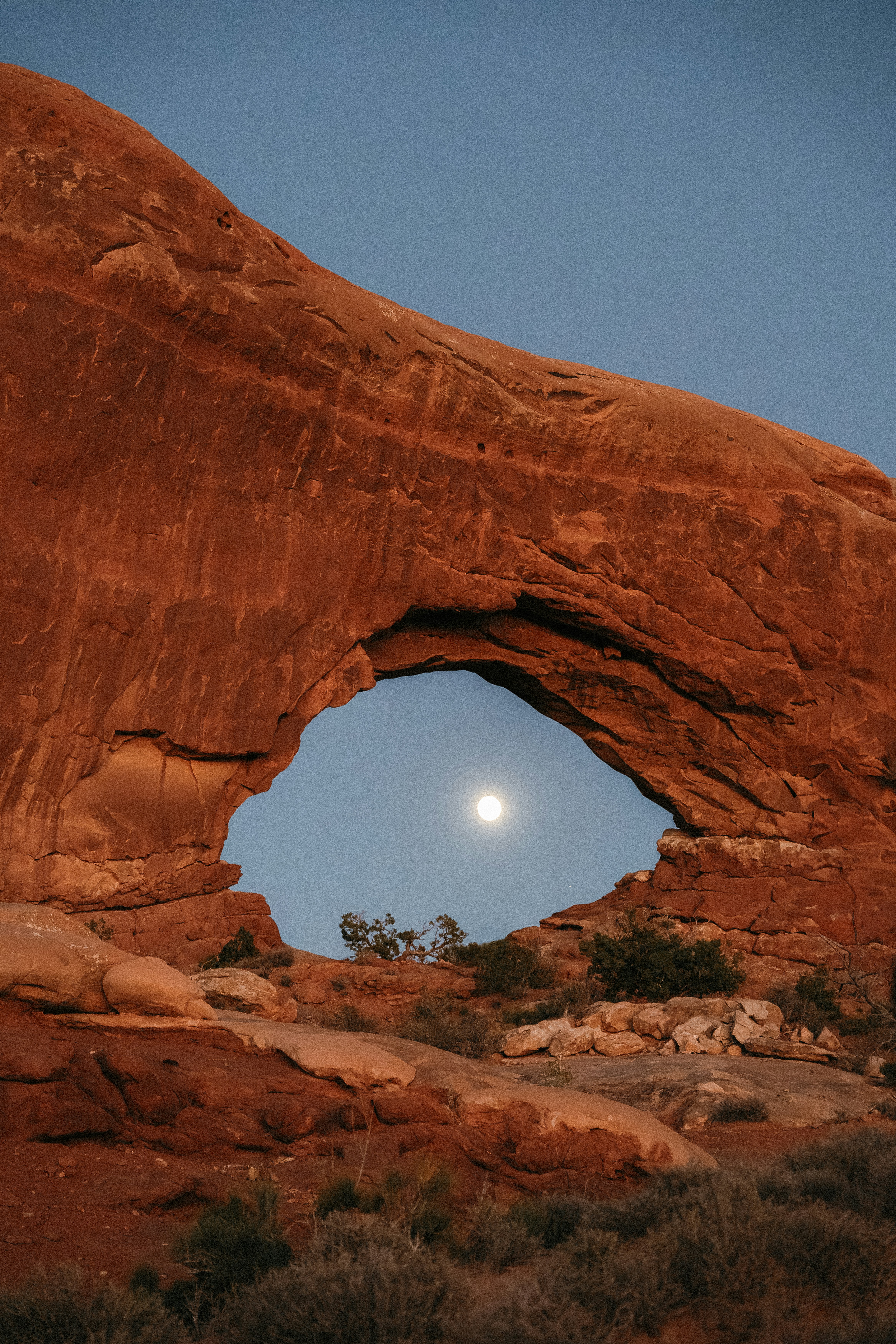 Moonlit Arch: Red Rock Frame of the Desert Night