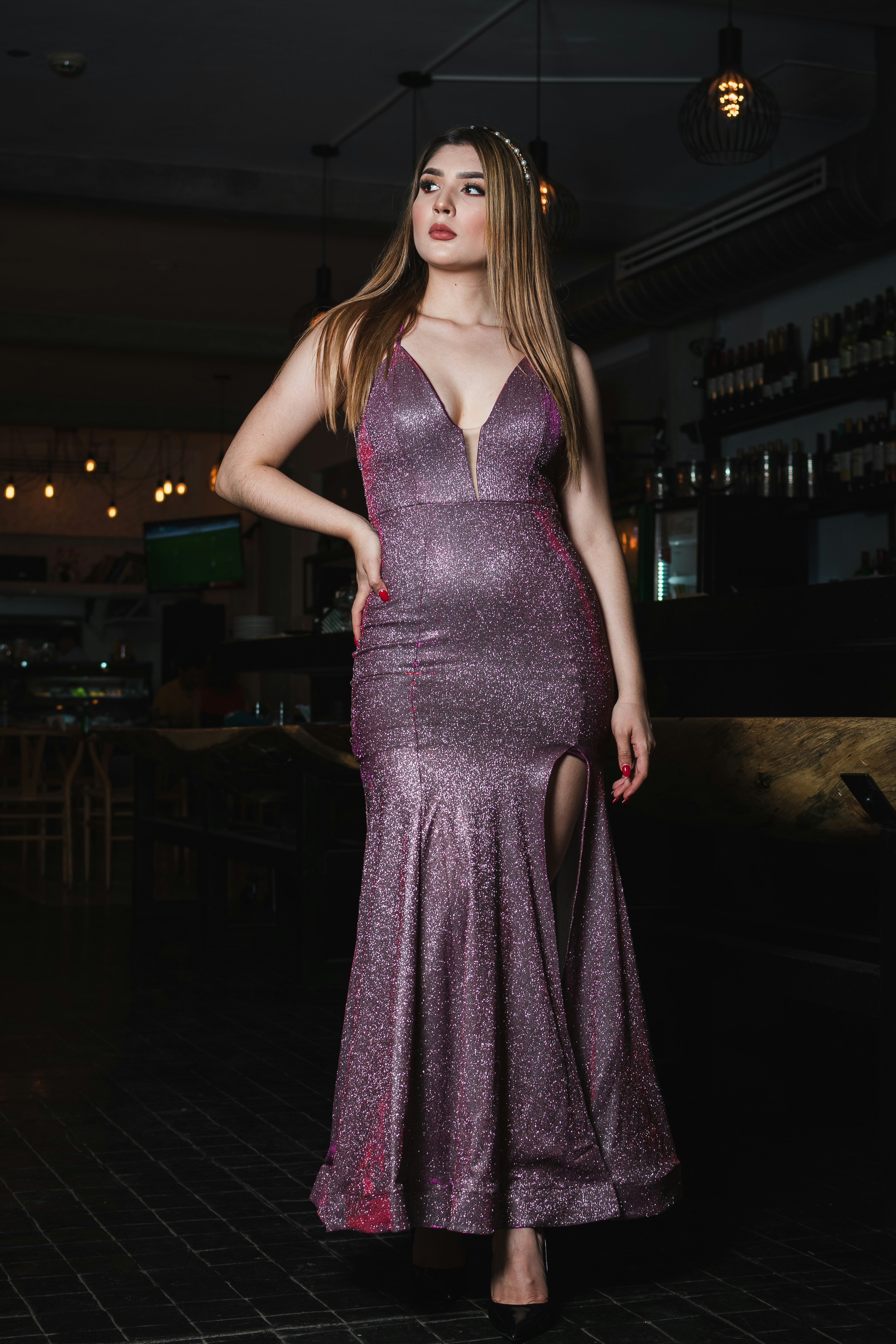 Glamour in the Glow: Velvet Night at the Bar