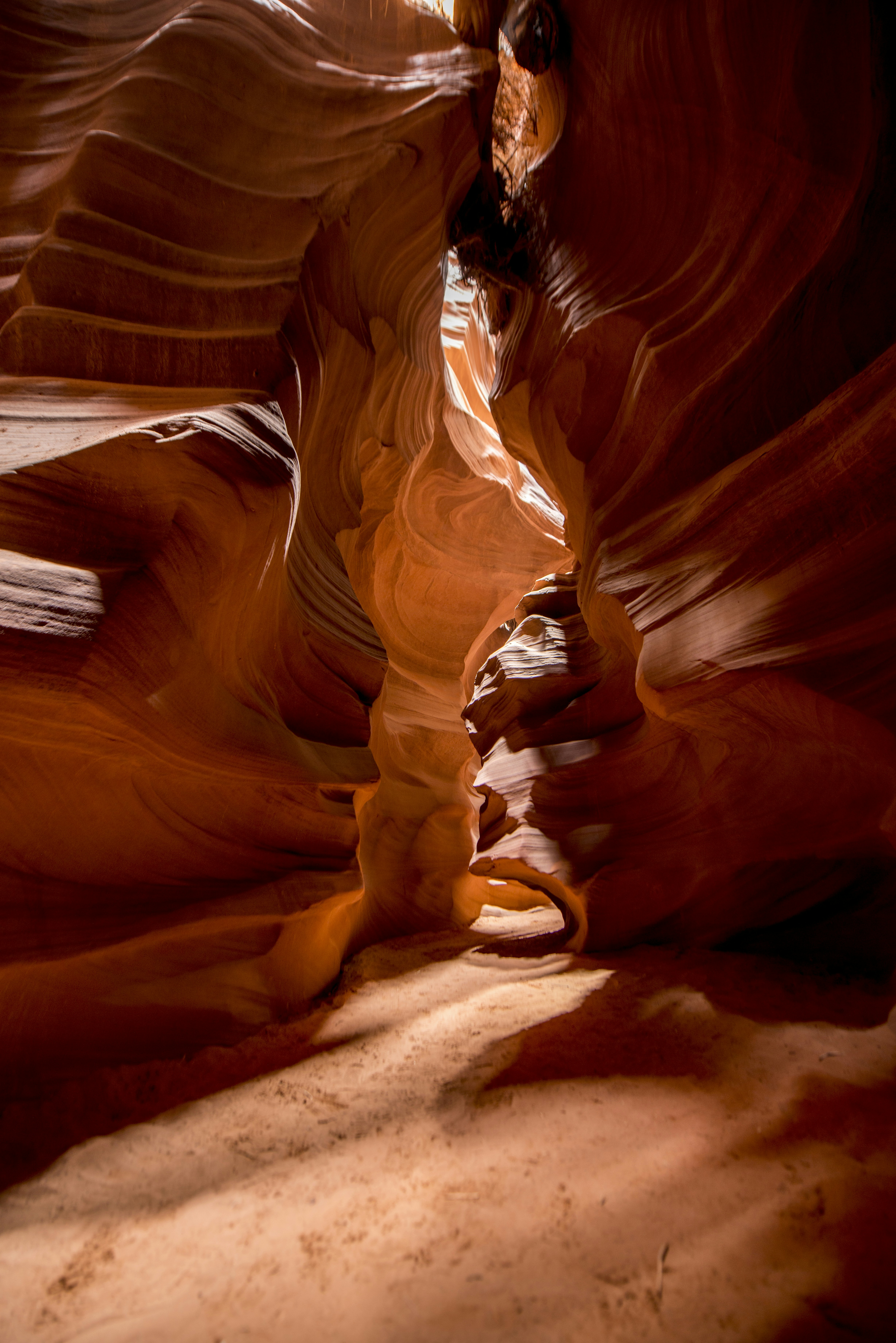Sandstone patterns in an Arizona slot canyon in beautiful soft indirect light