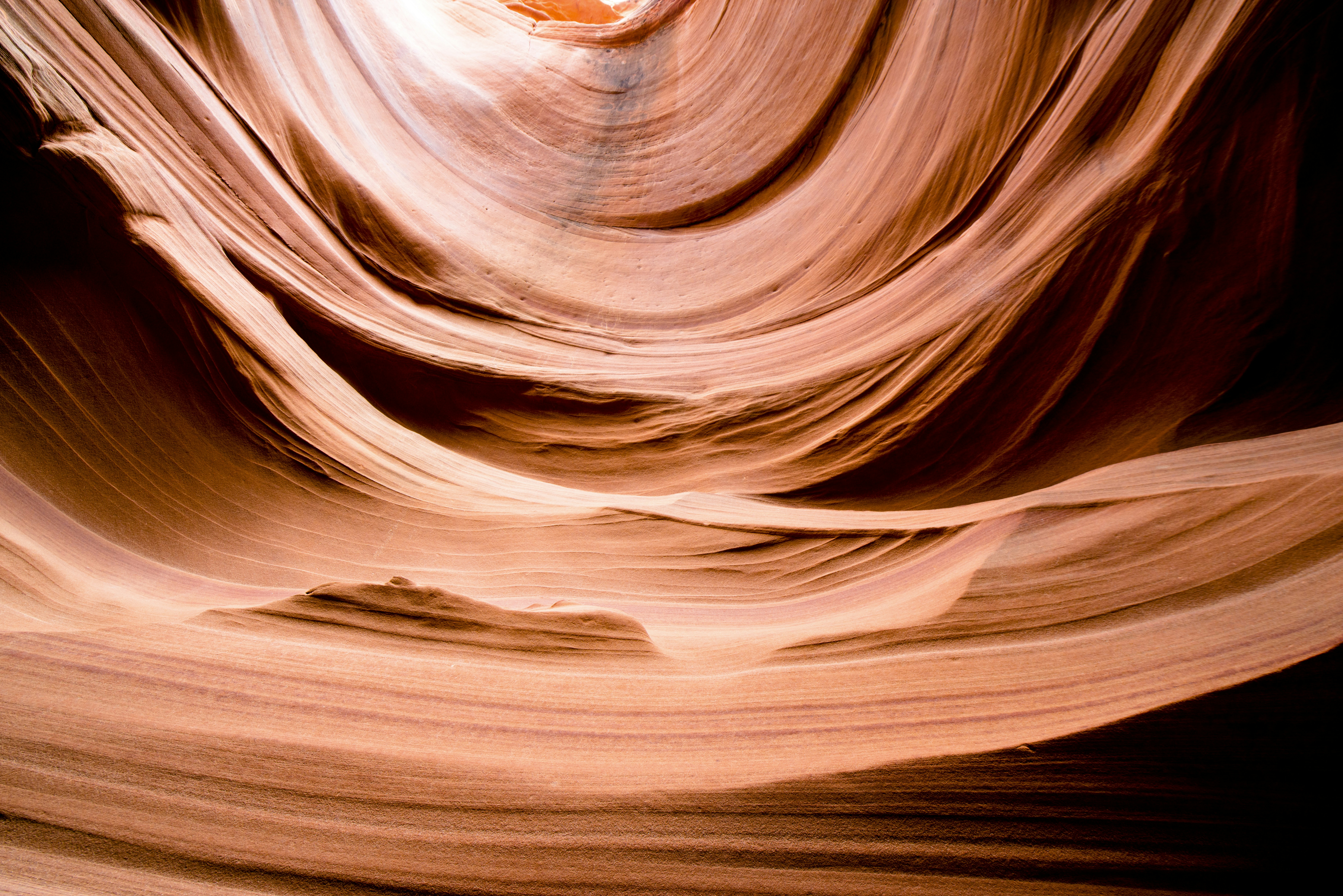 Sandstone patterns in an Arizona slot canyon in beautiful soft indirect light