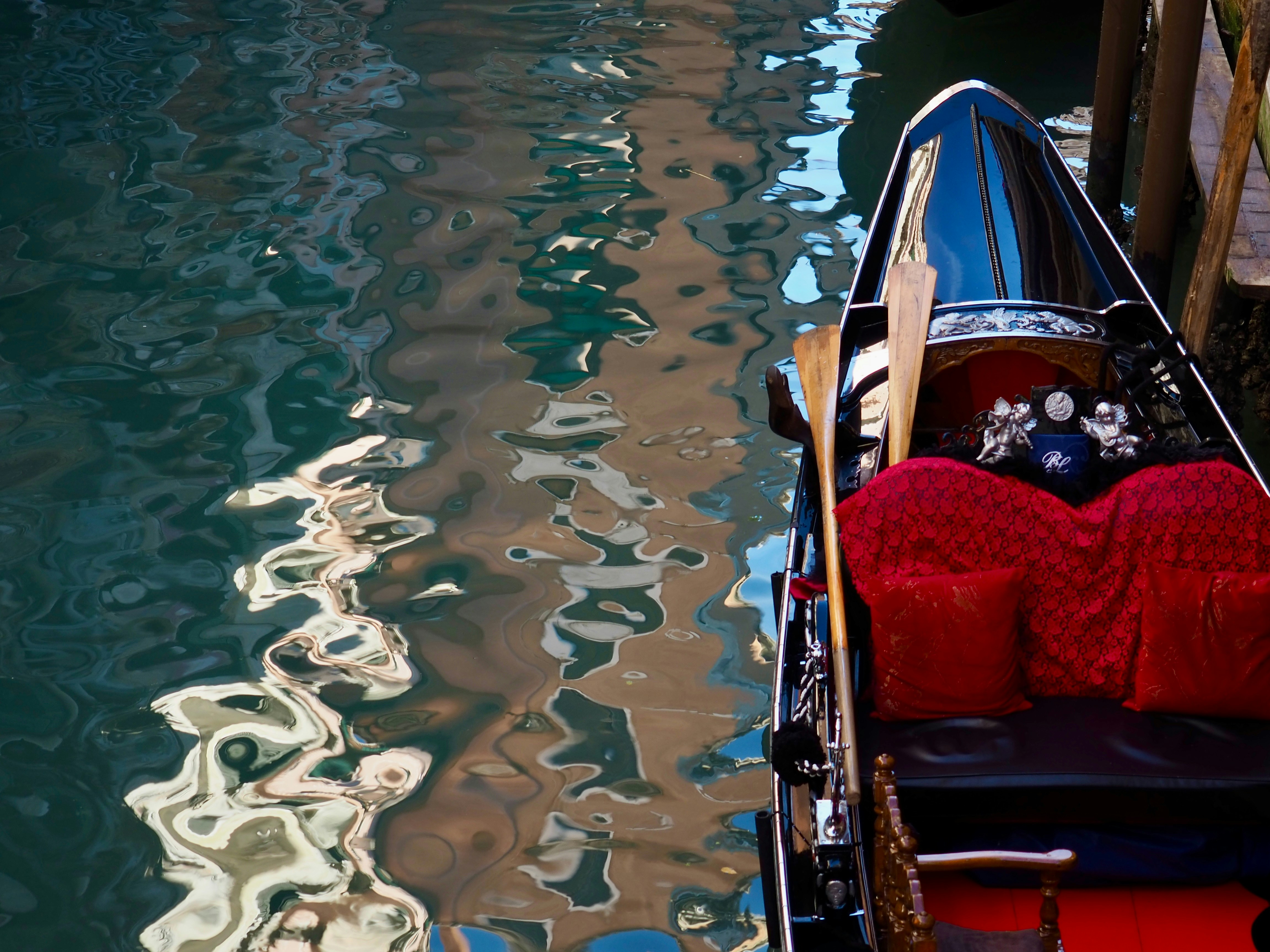 Red Velvet Seat in a Quiet Waterway Boat