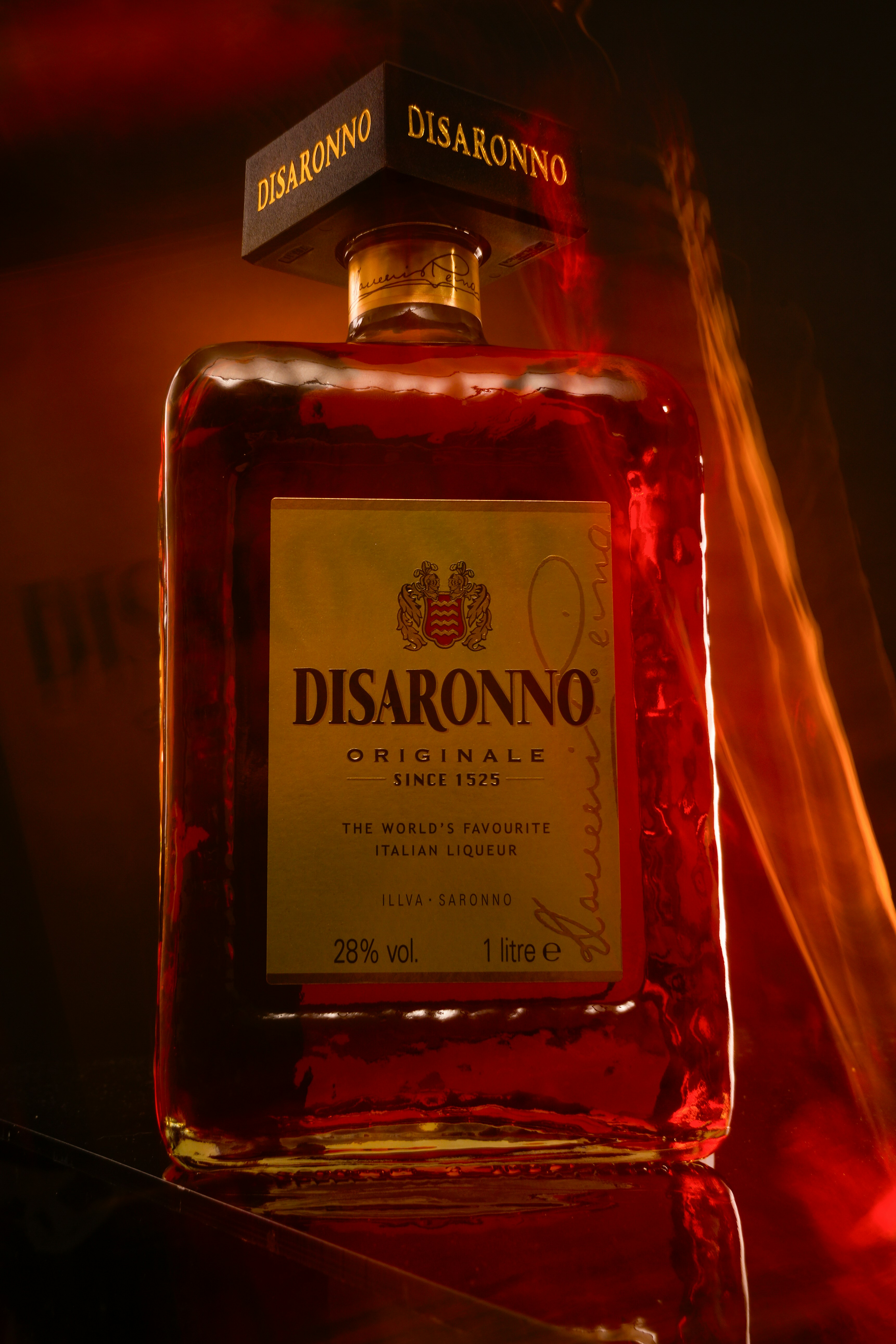 Disaronno in the Tilt: Amber Glow and Bold Label