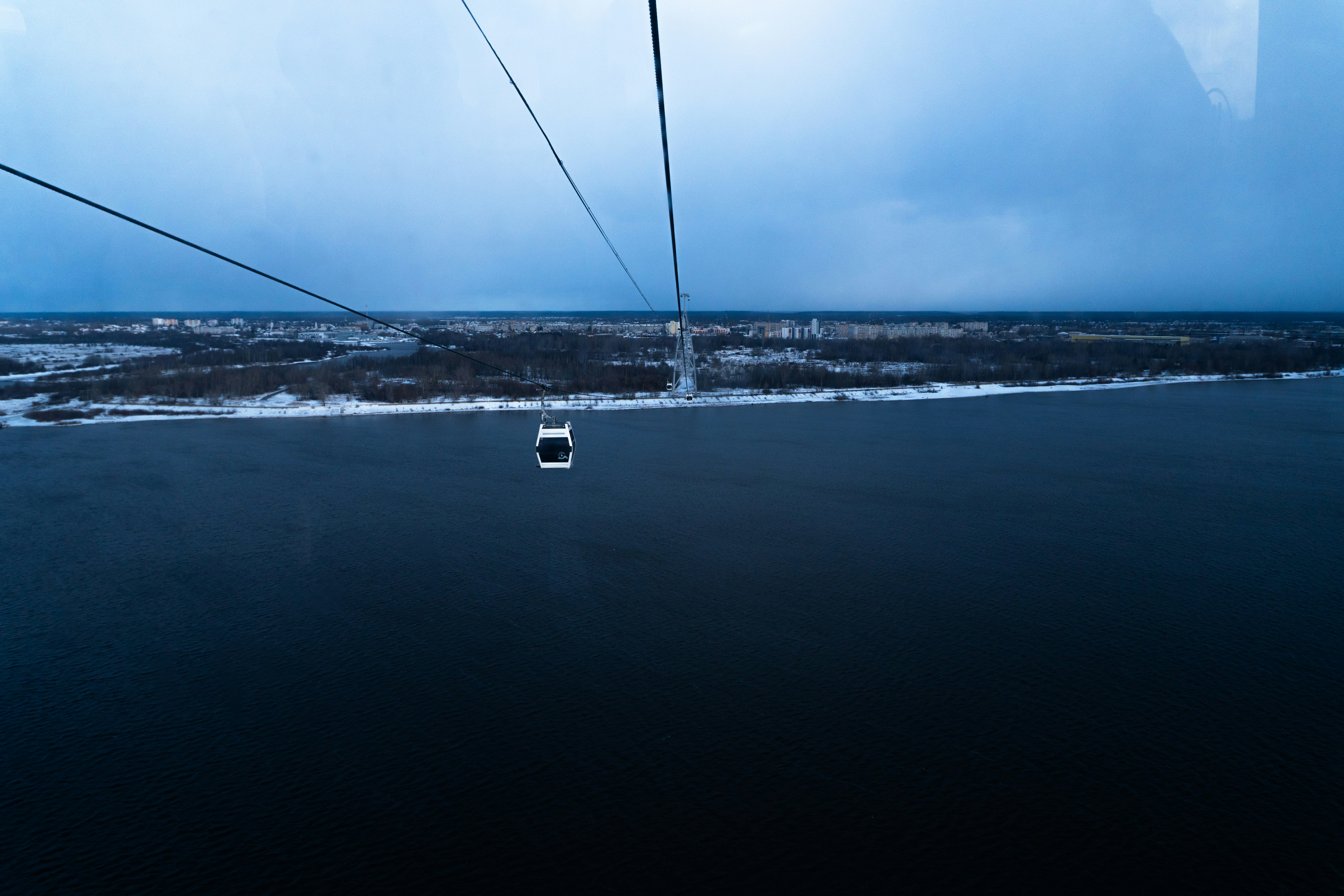 Silent ascent over a frozen seascape