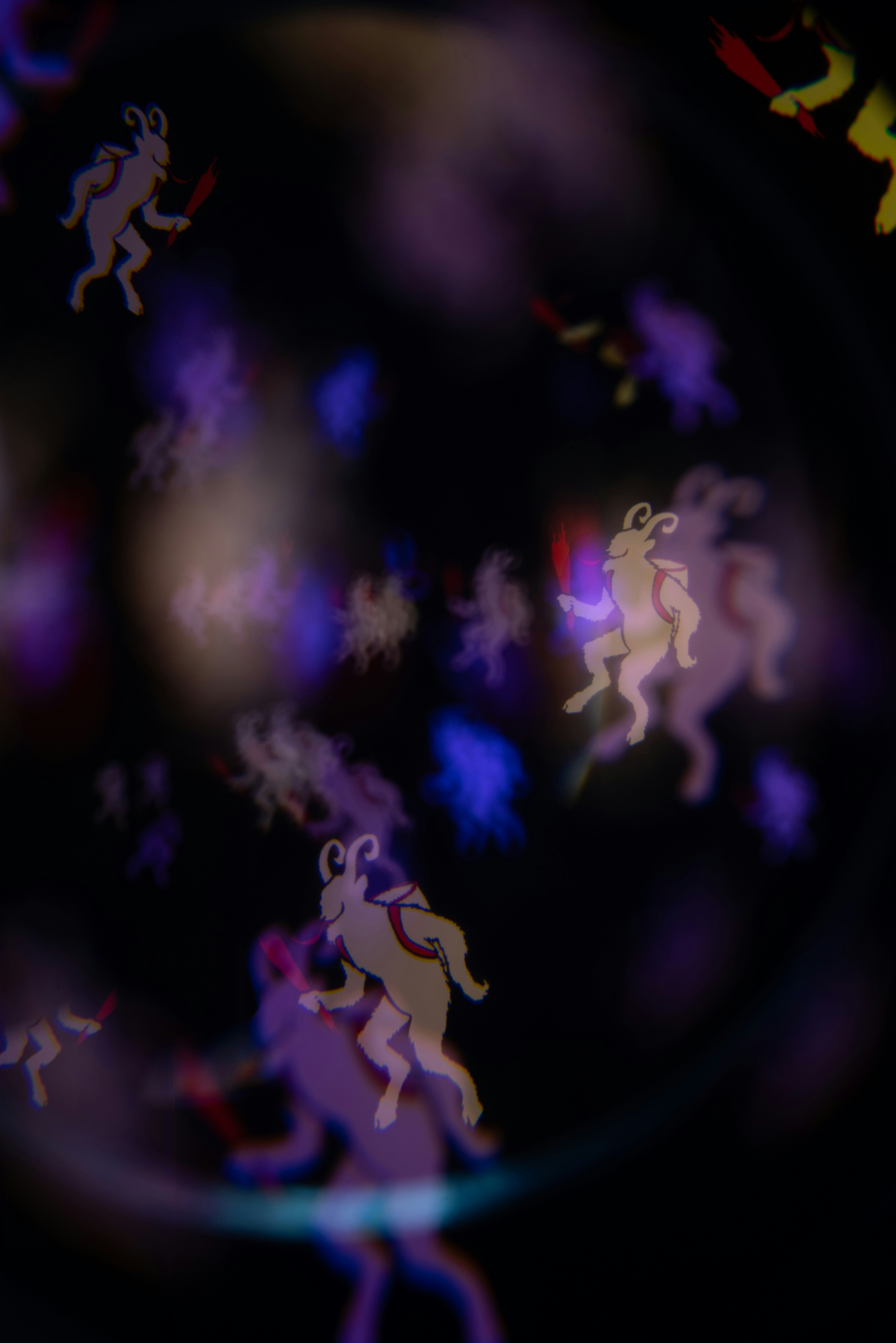 Dancing Neon Silhouettes in a Cosmic Blur