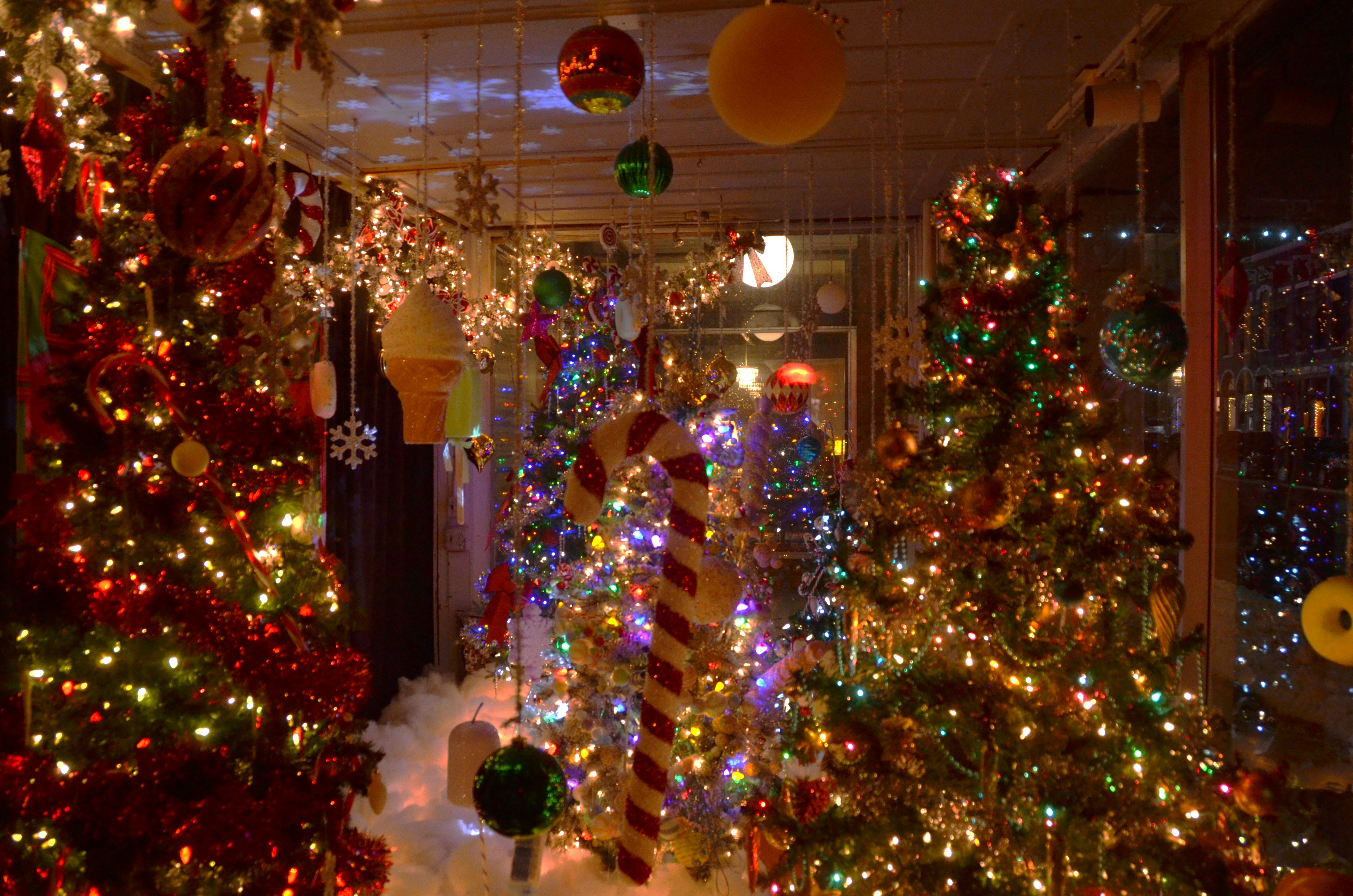 Holiday Glow: A Corridor of Christmas Ornaments