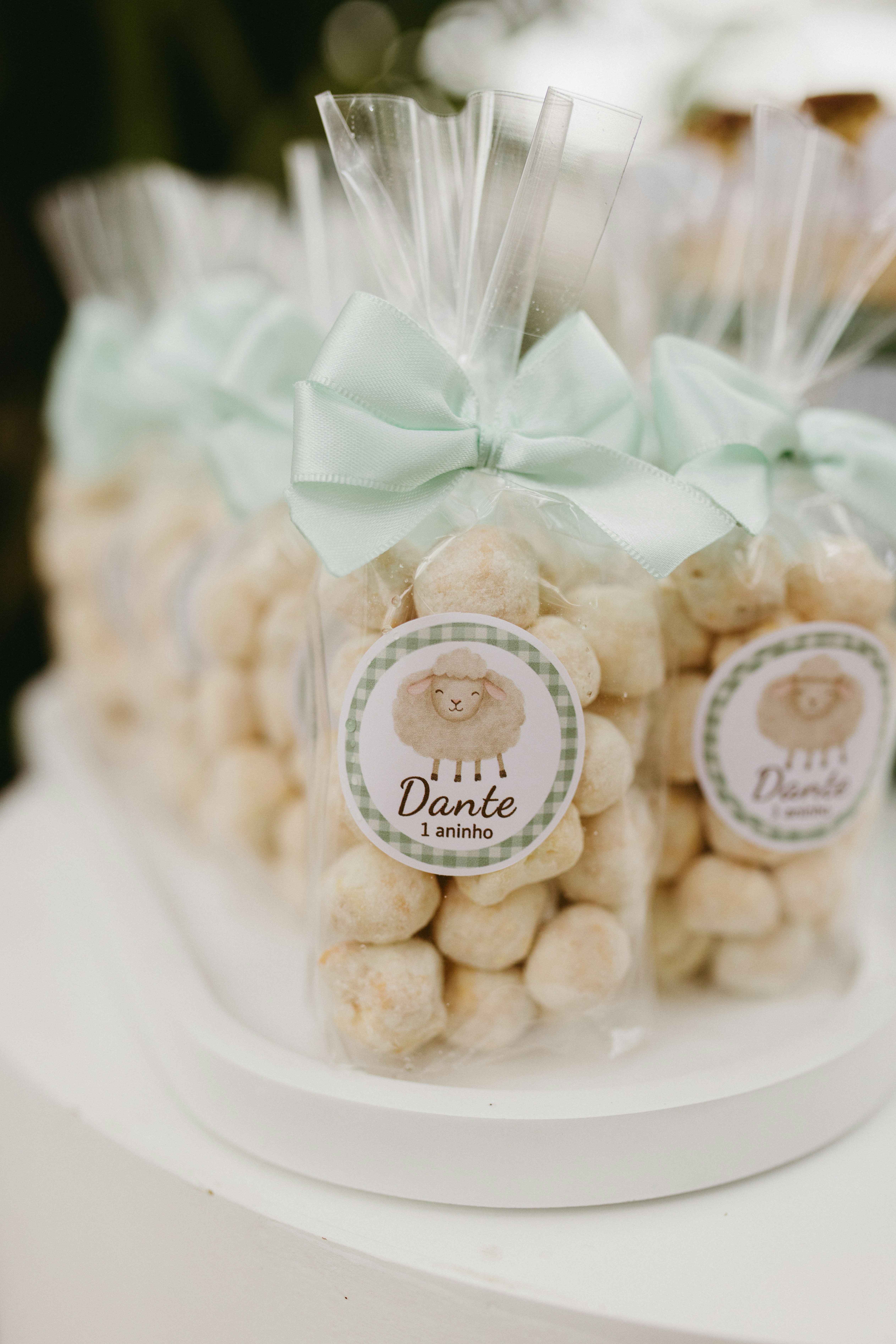 Mint ribboned treats for Dante's first birthday