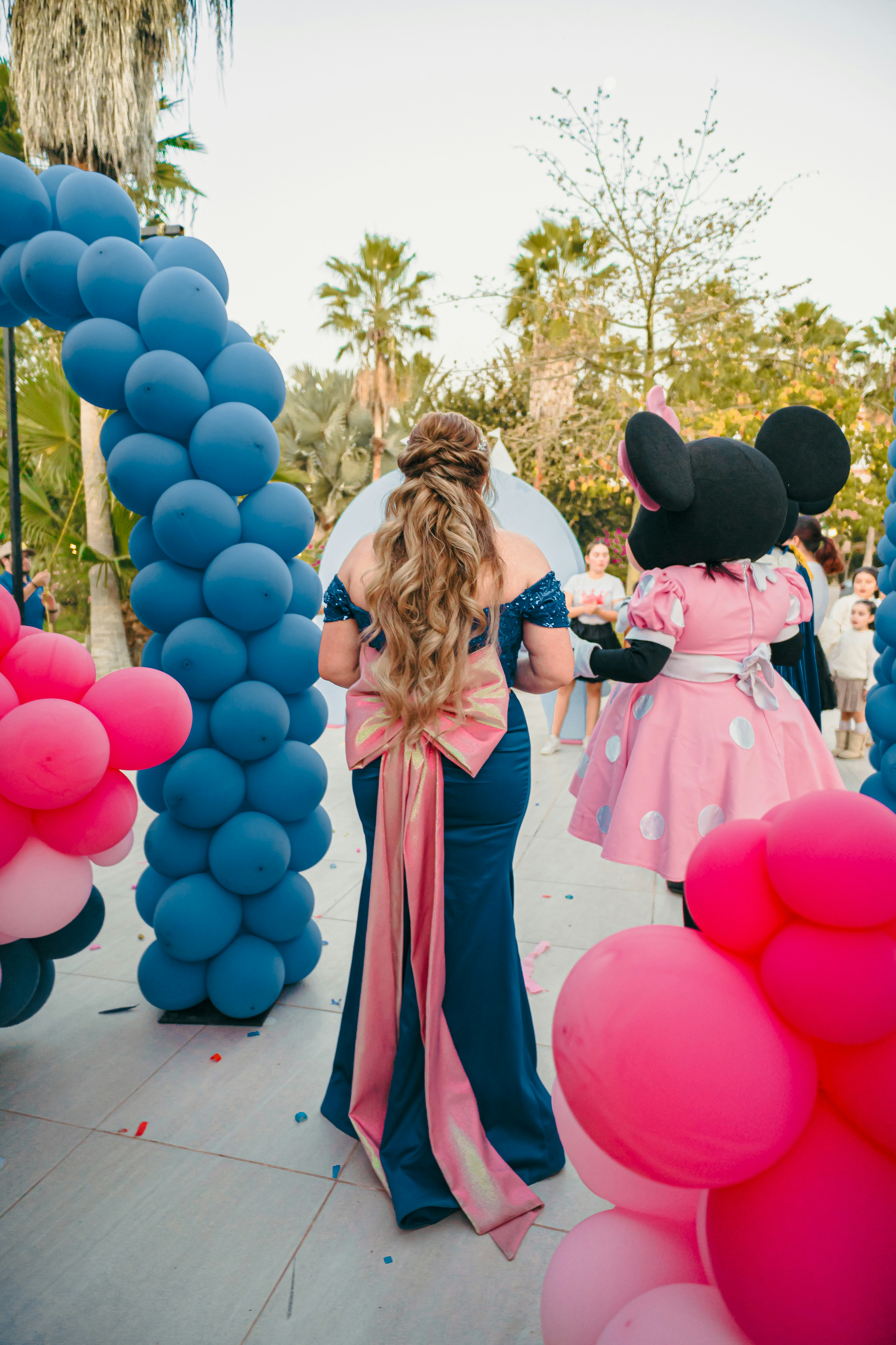 Balloon Arch and Gown-Tied Moment: A Princess Party Walk