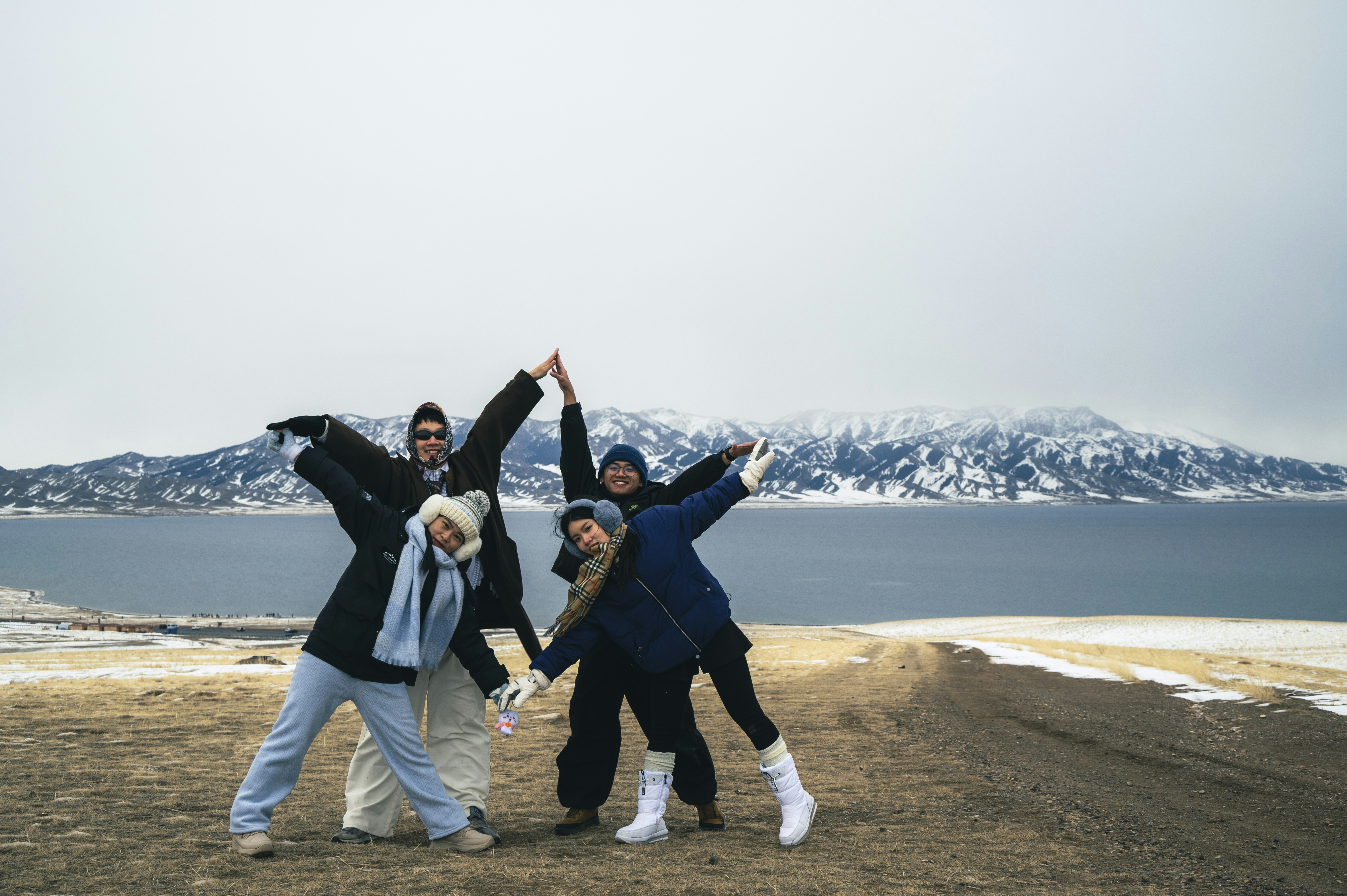 Joyful Quartet by the Frosty Coastline