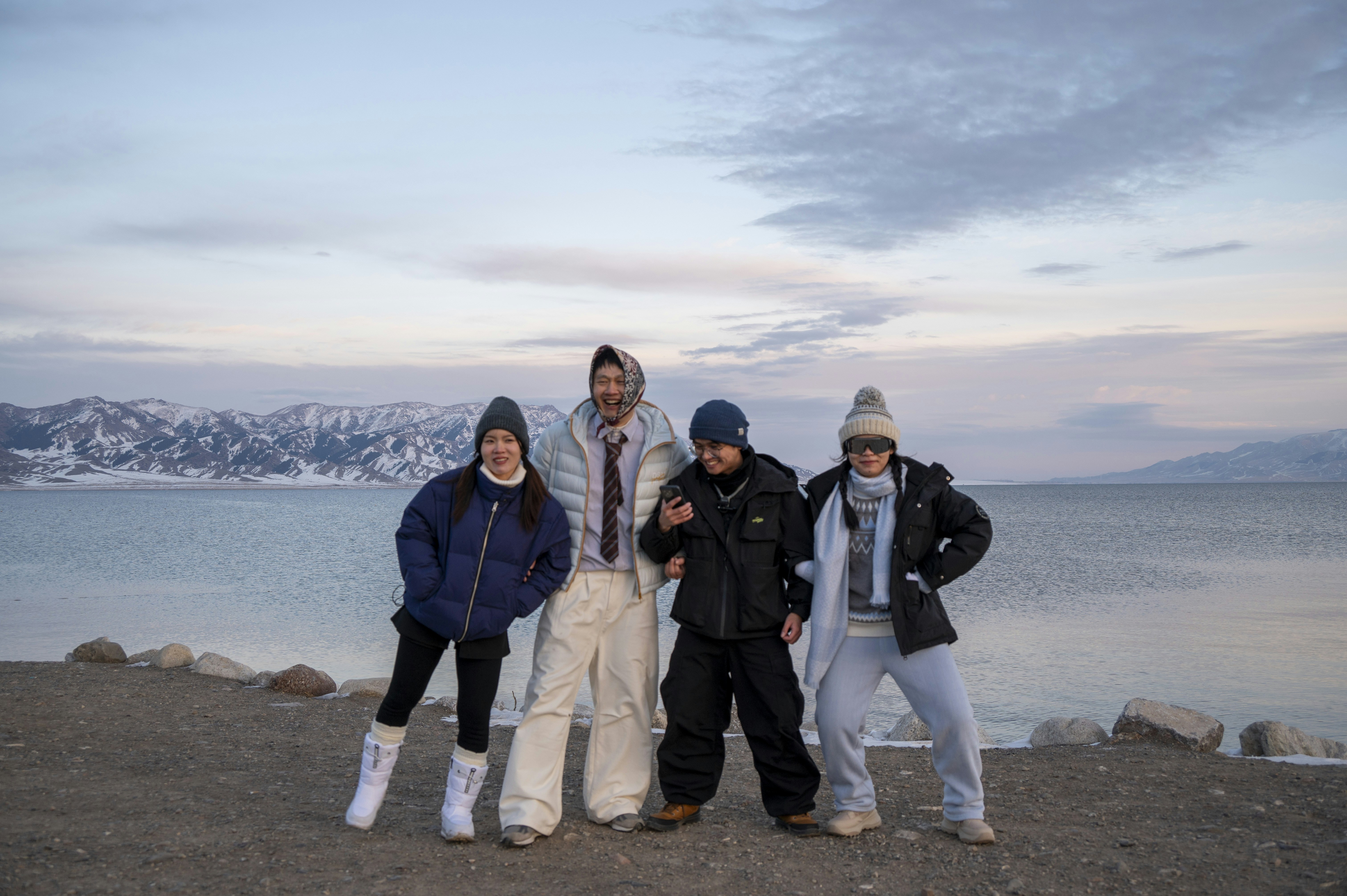 Winter Quest: A Close-Knit Crew by the Frozen Shore