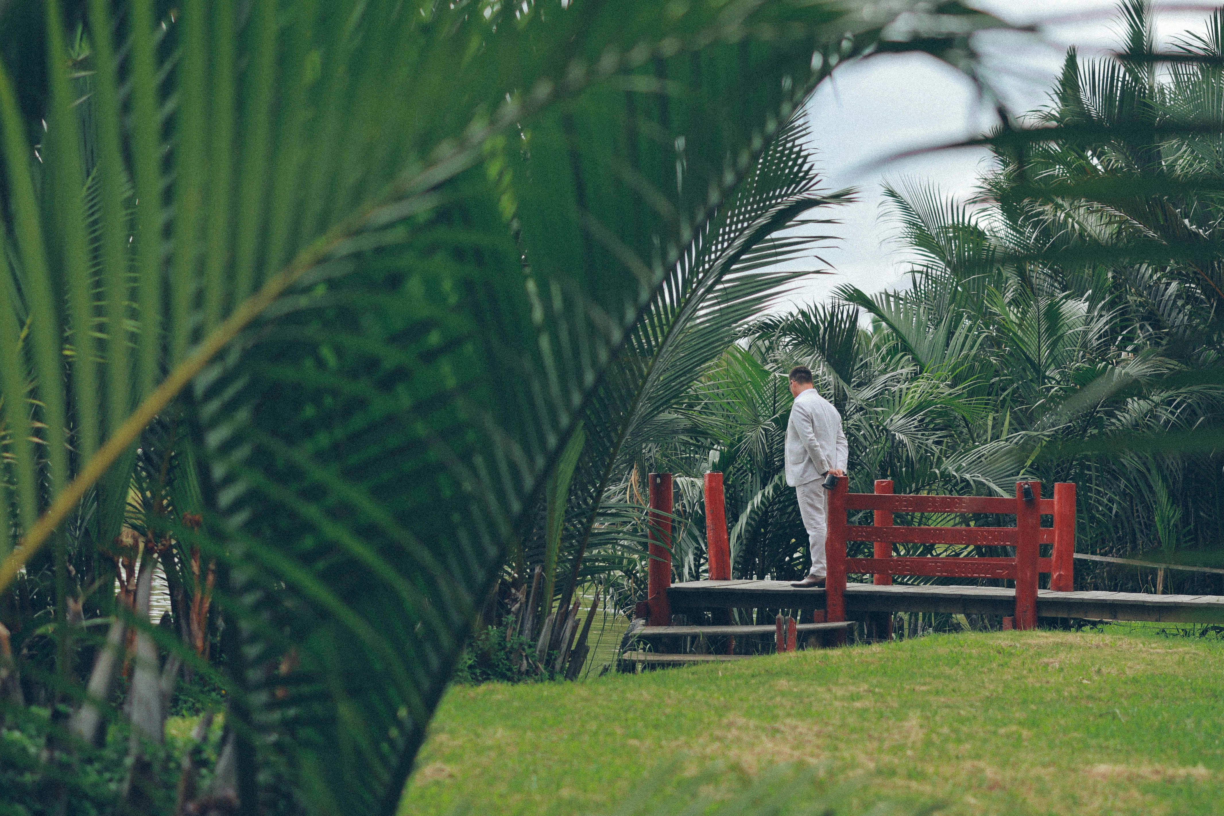 Quiet Figure in a Japanese-Style Garden