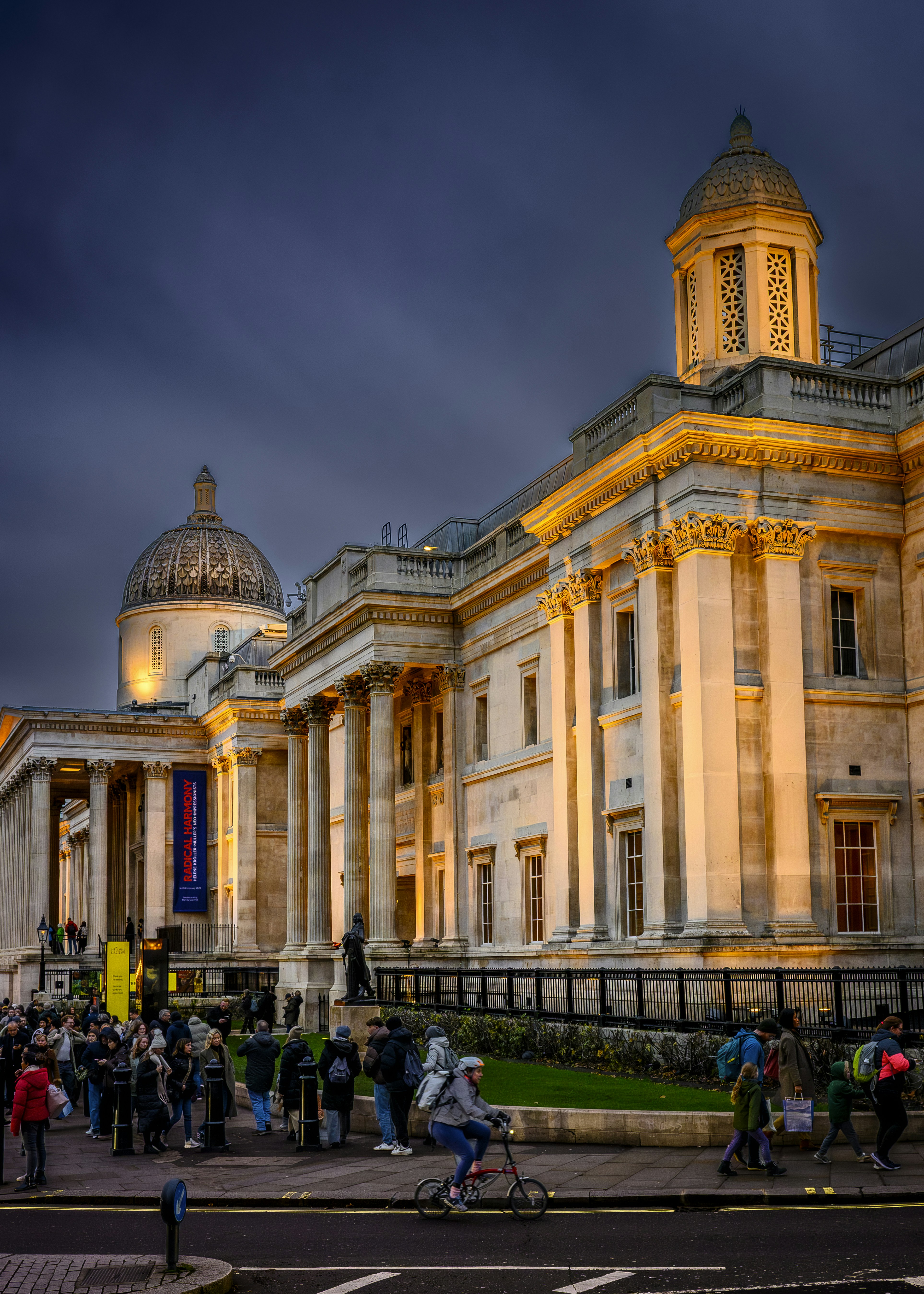 Golden Facades at Dusk: A City Hall in Quiet Motion