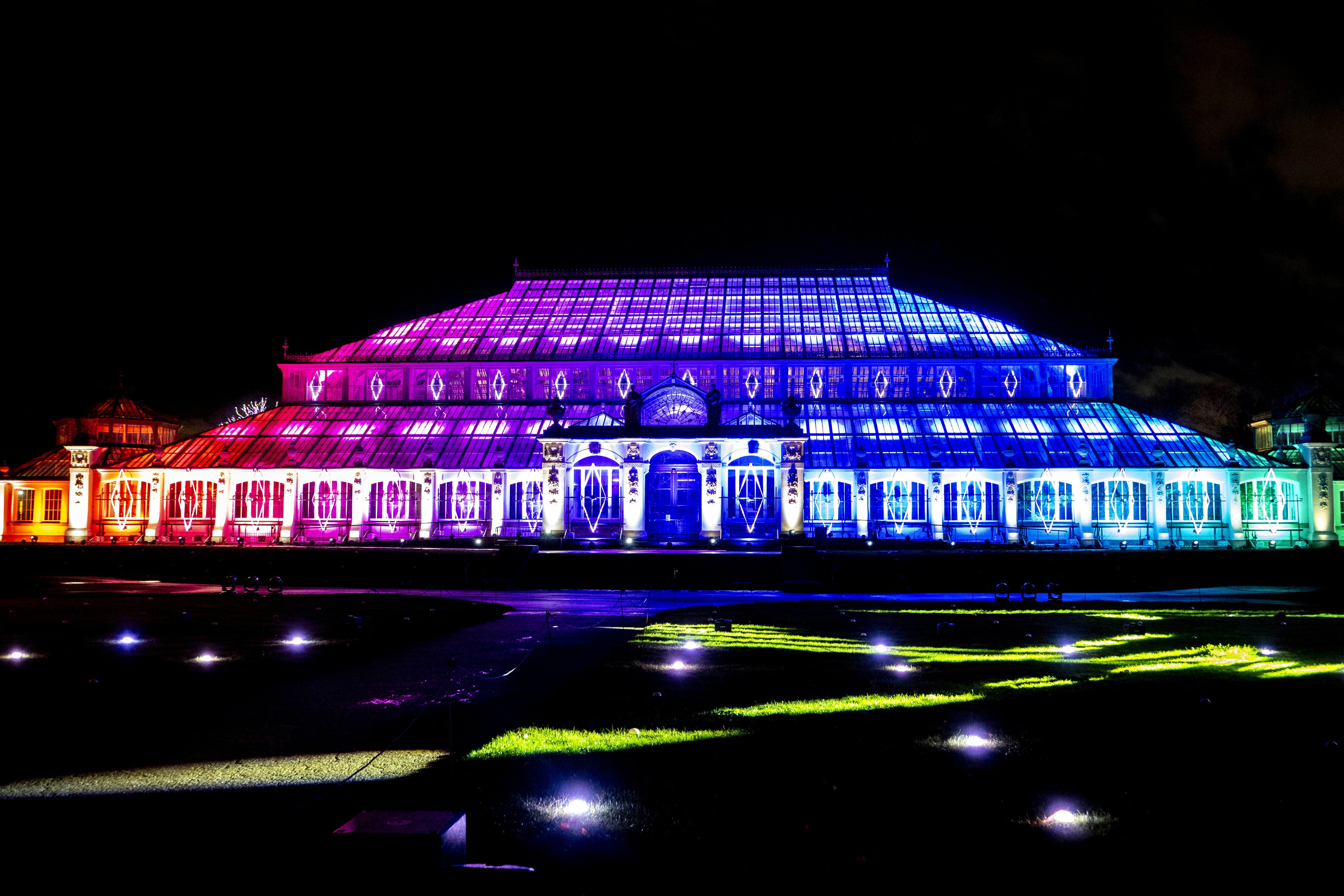 Building illuminated with colorful lights at night photo – Free ...