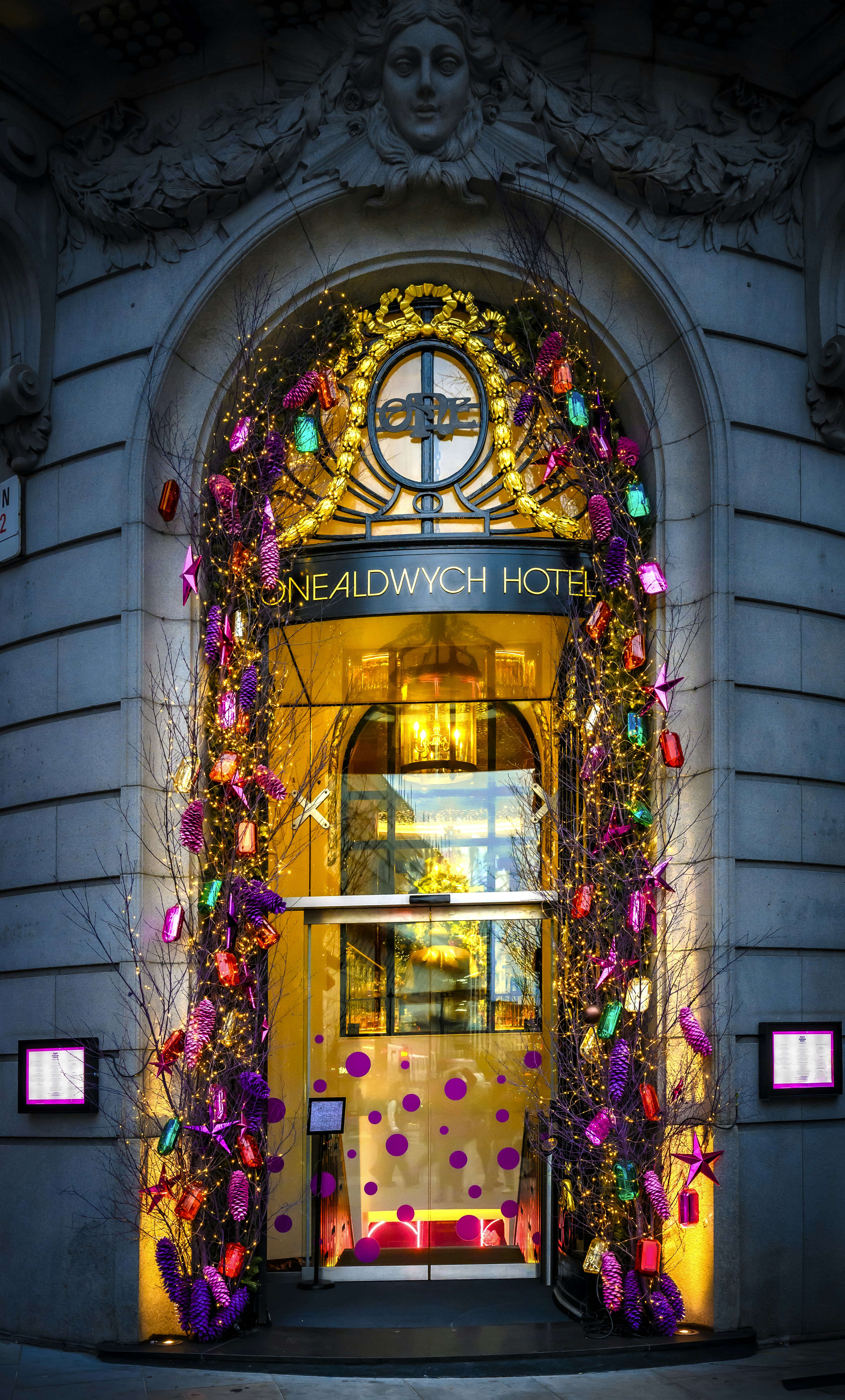 Festive Archway of Lights at the Grand Hotel