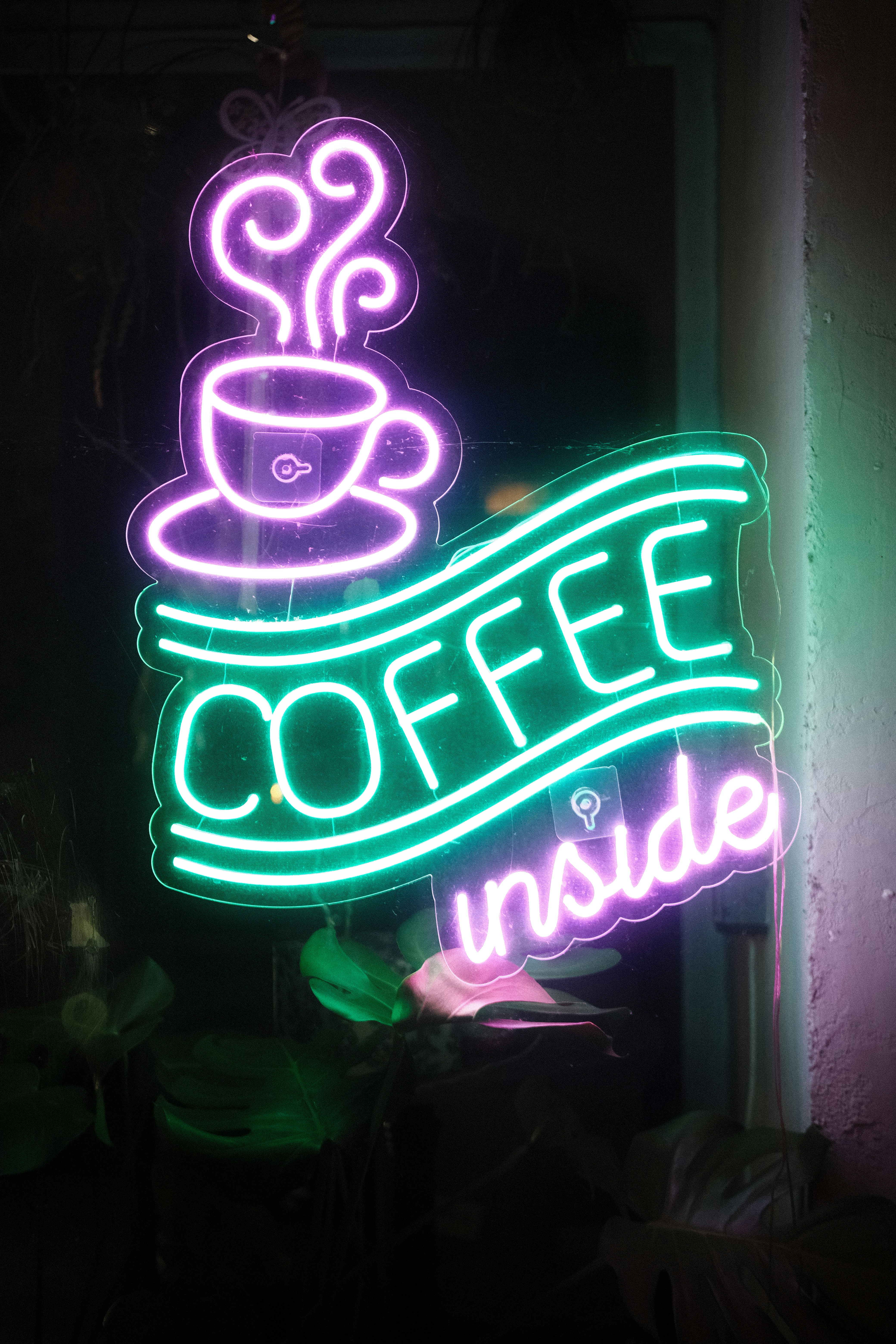 Neon Cup: Coffee Inside Illuminates a Quiet Night