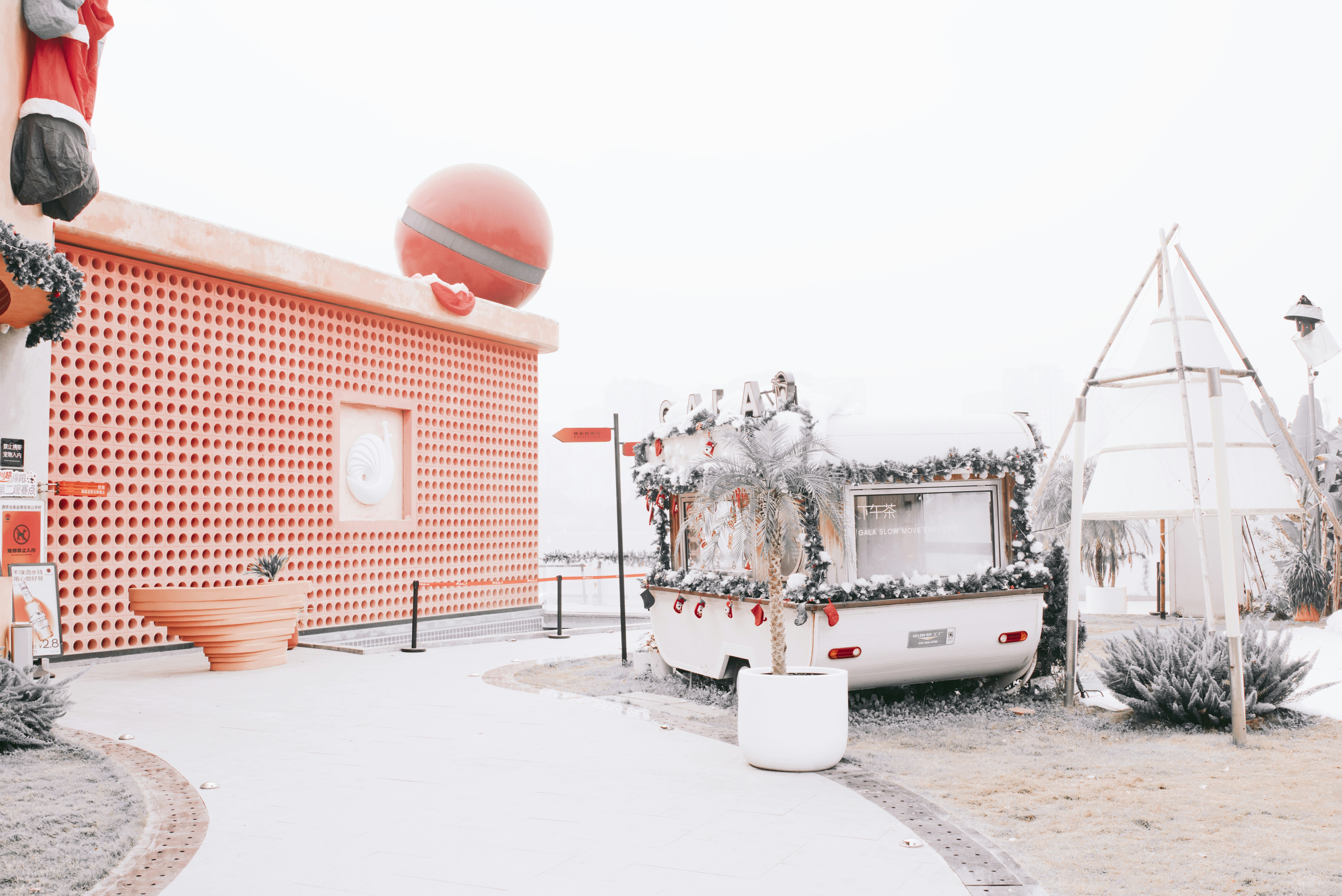 Winter Parade: A Frosted Float at a Neon-Colored Complex