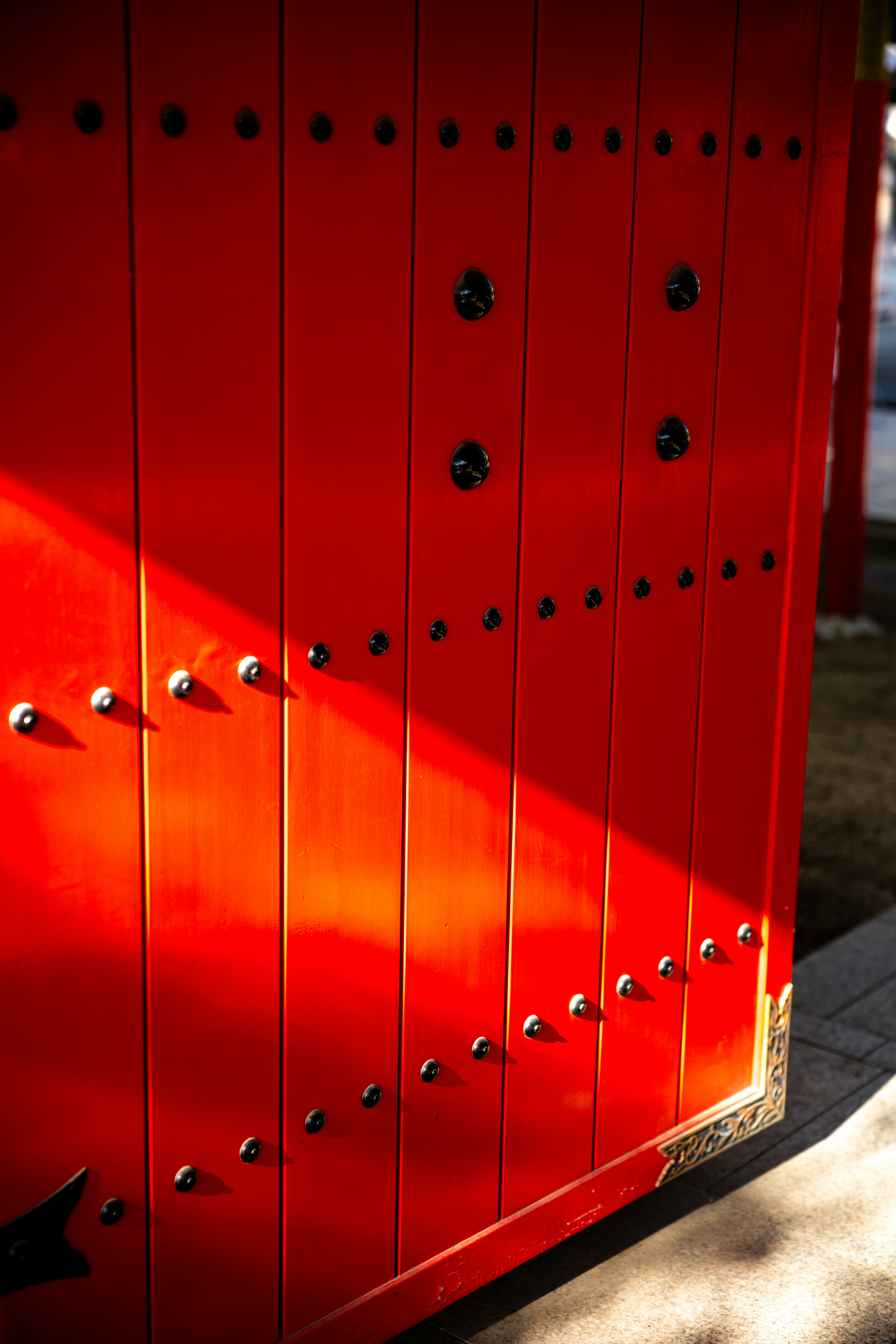 Scarlet Slats: Sunlit Red Panel Details