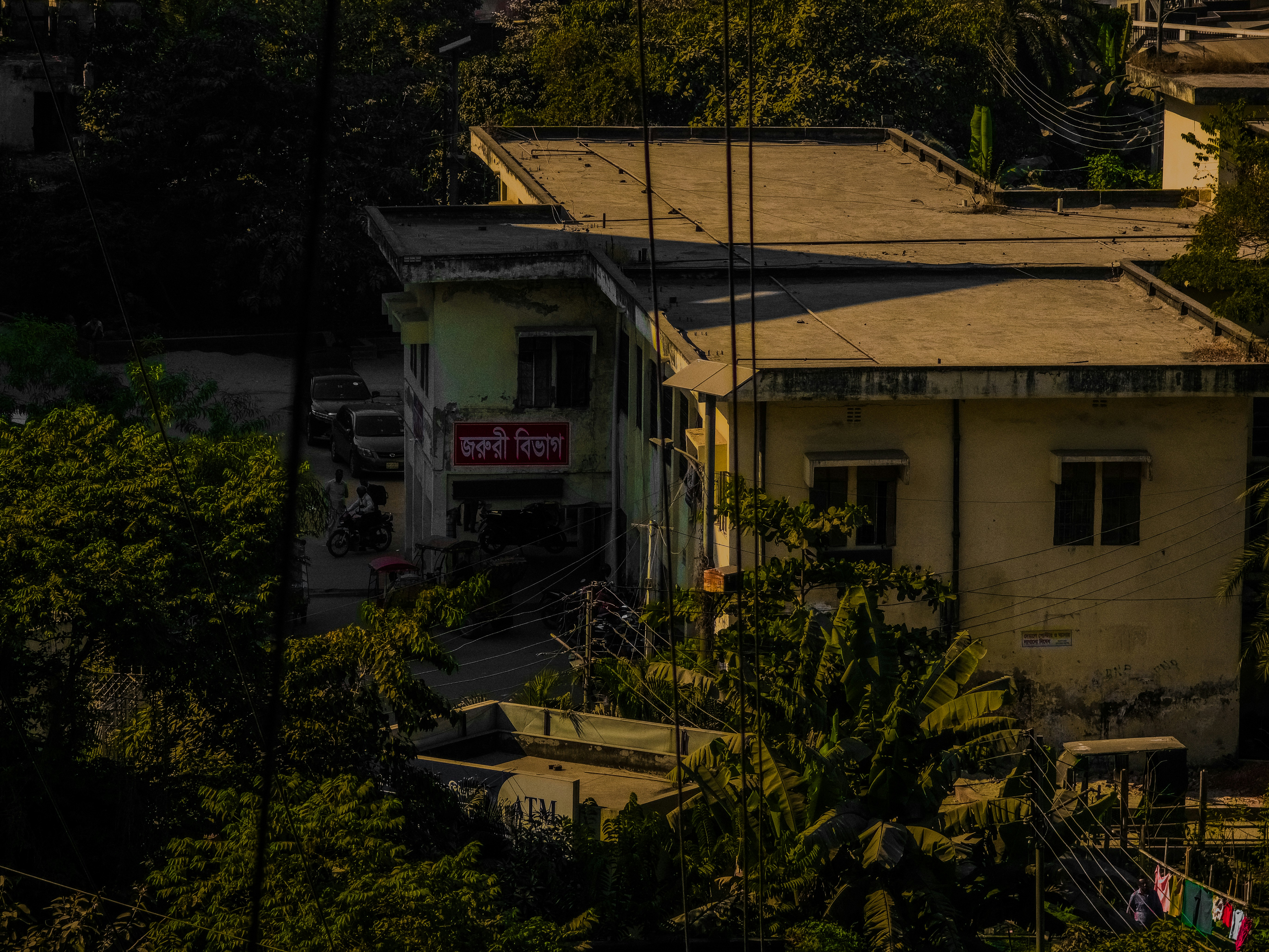 Sunlit Terrace Amid Quiet Indian Quarter