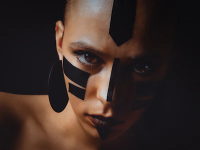 Mask of Shadows: Fractured Portrait in Black Tape