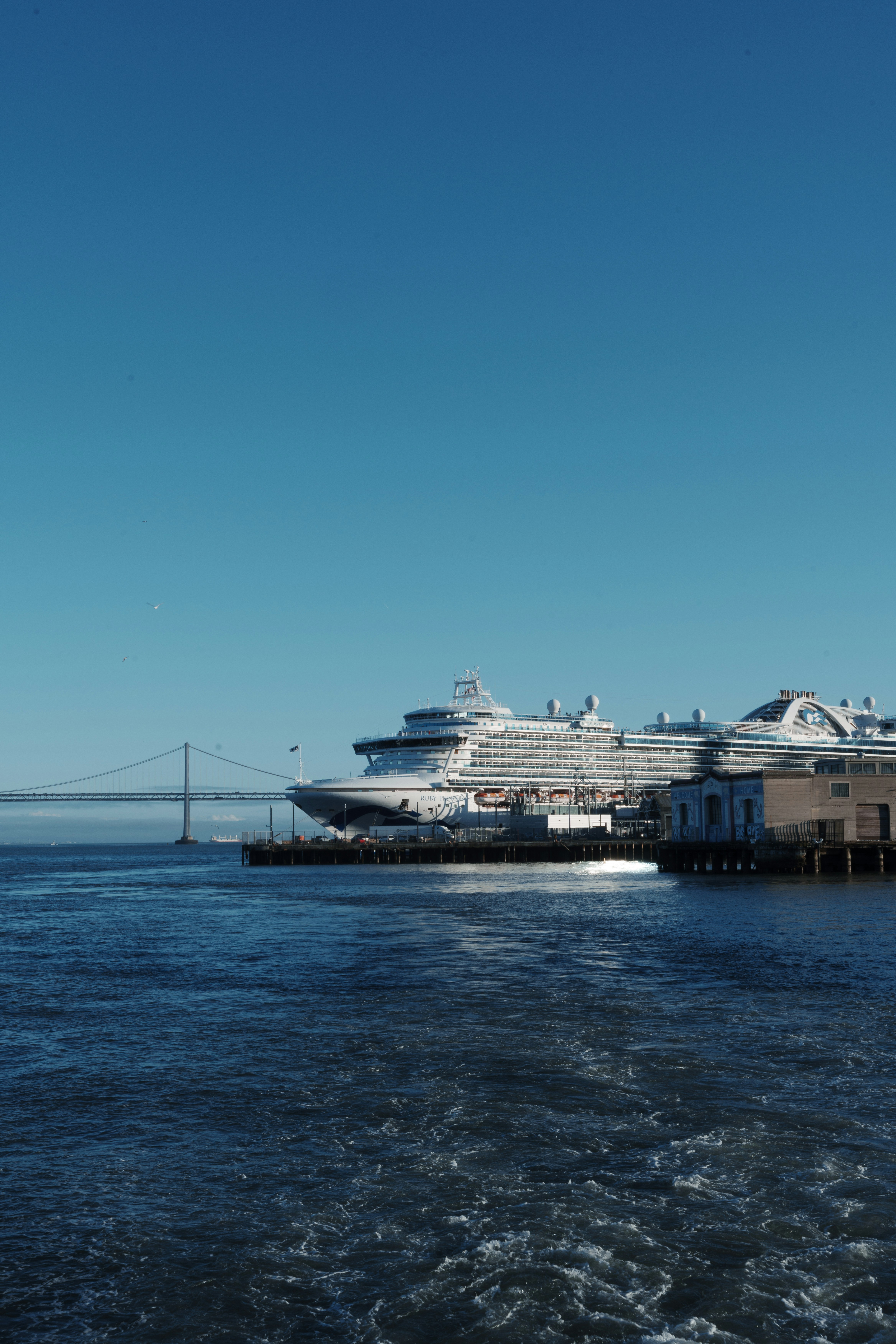 Docked Majesty: A Symmetrical Ferry at Dusk