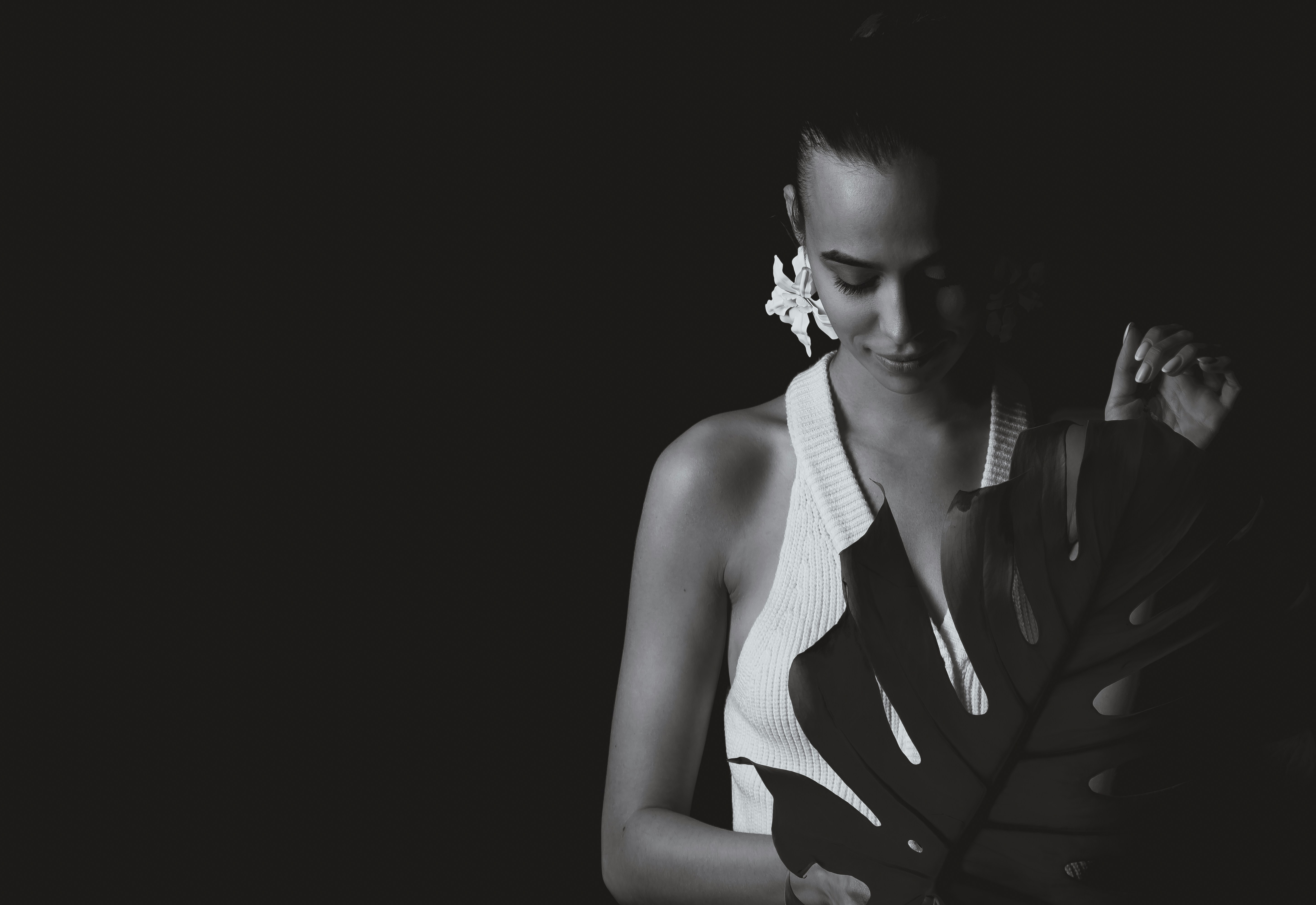 Monochrome Quiet: A Portrait in Veiled Light