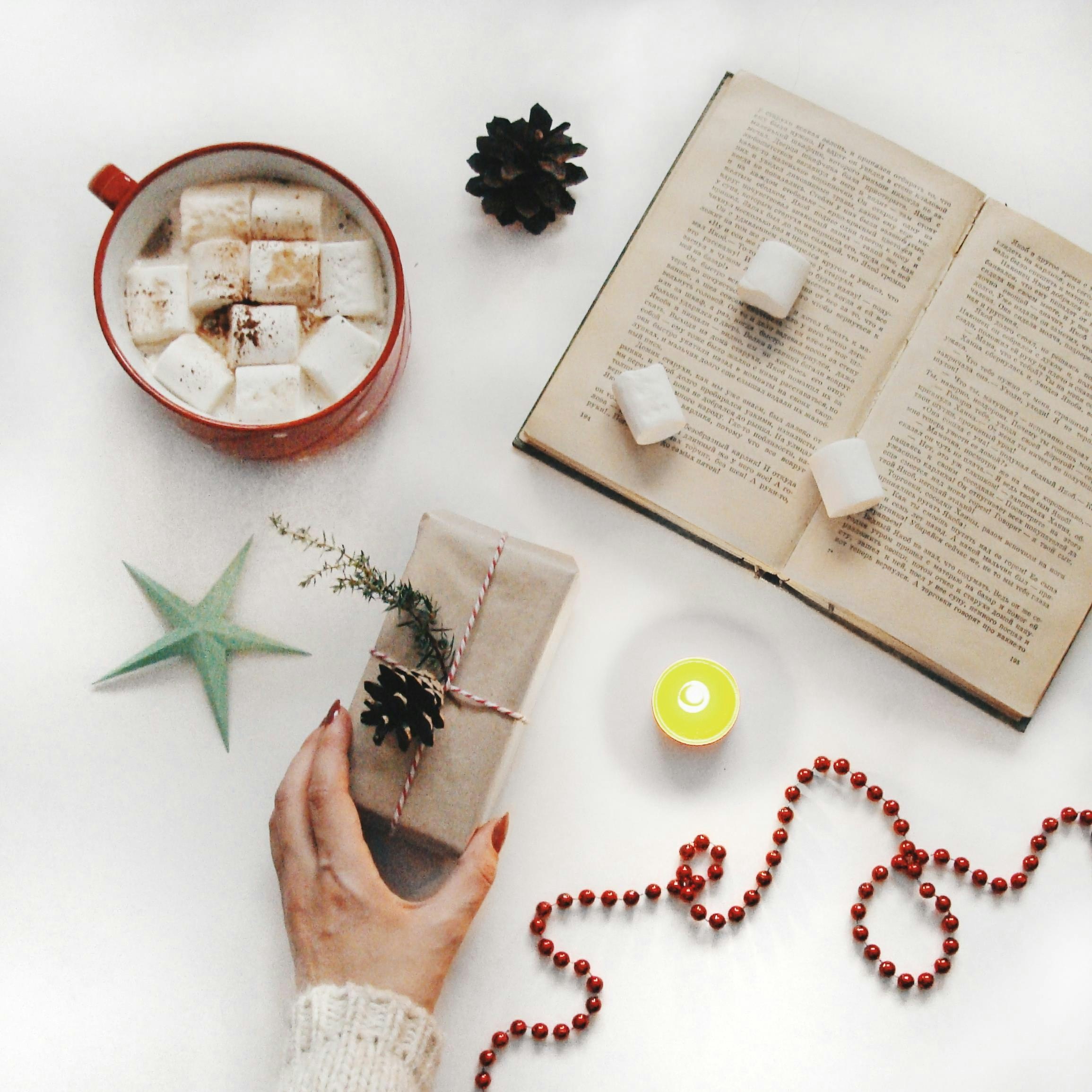 white flatlay new year christmas