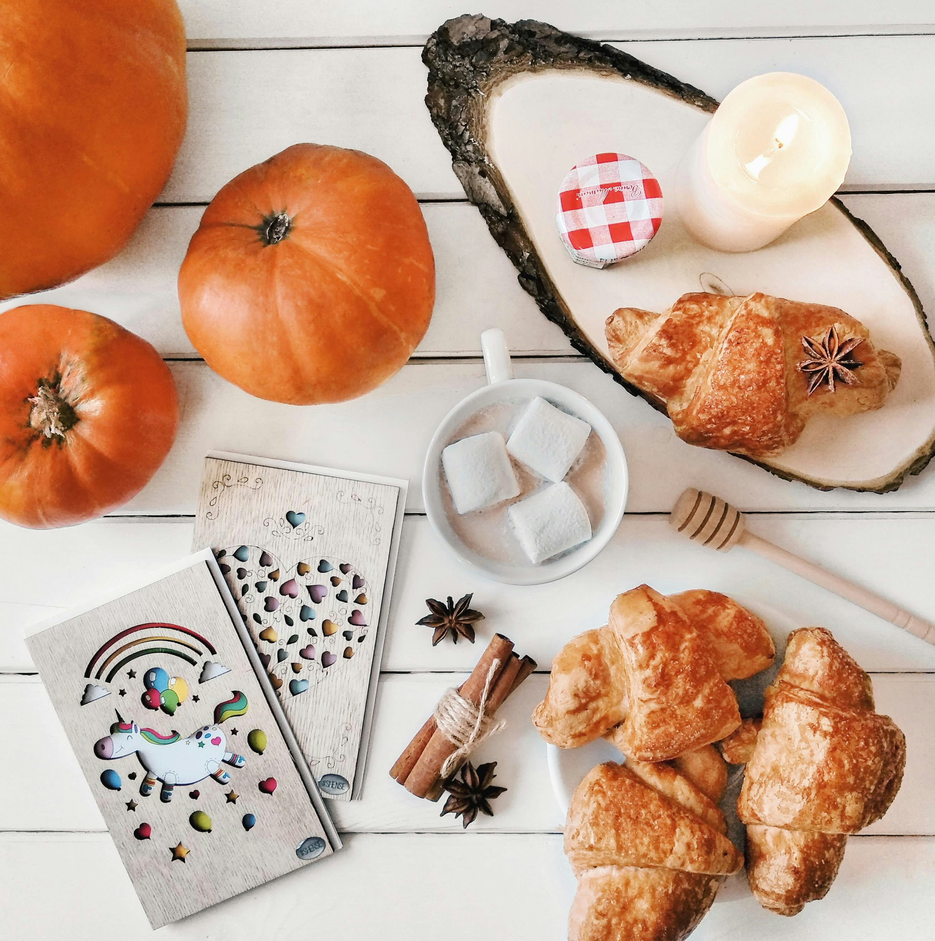 autumn flatlay pumpkins food
