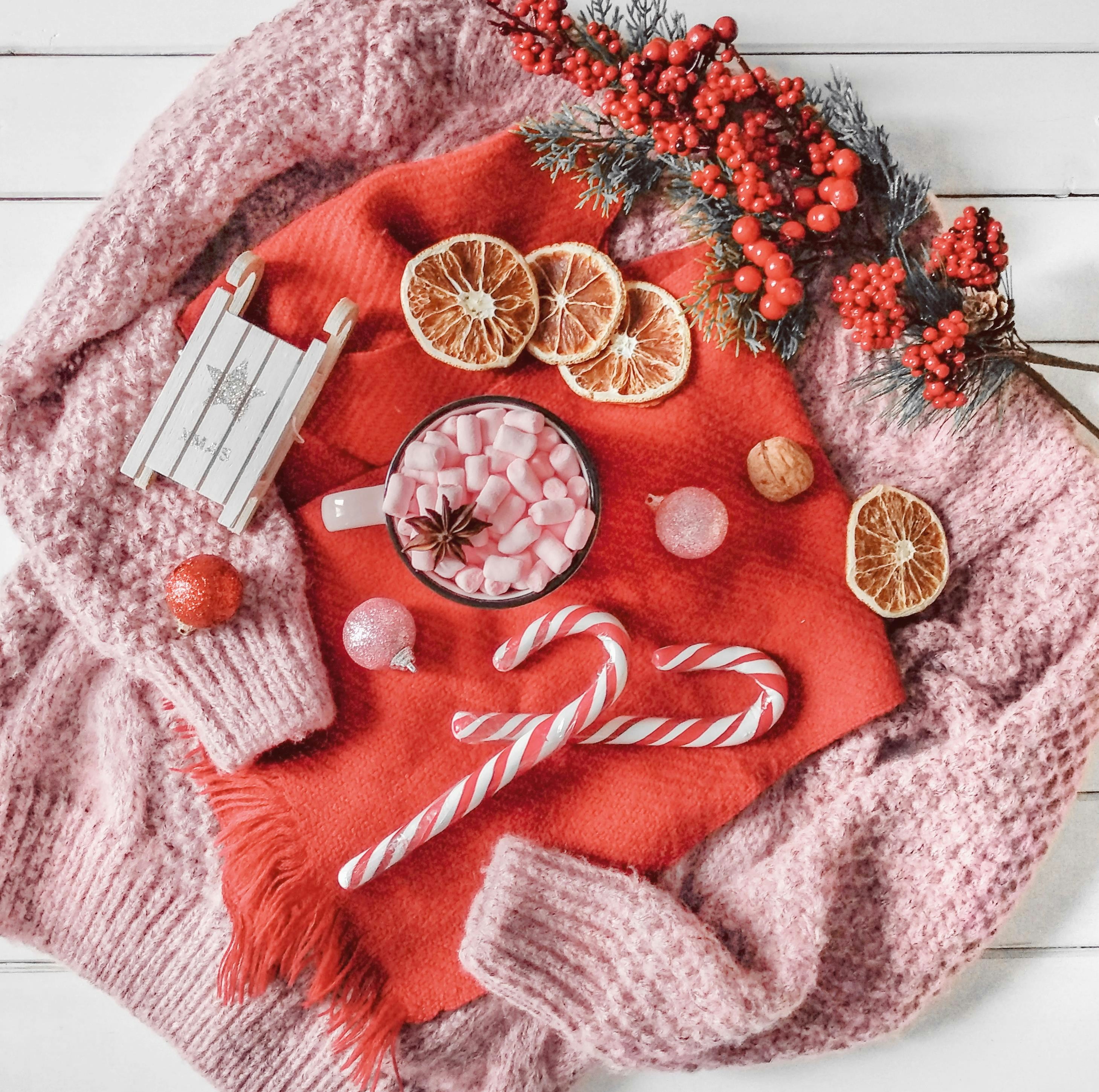 Cozy Holiday Still Life: Warm Reds and Soft Textures