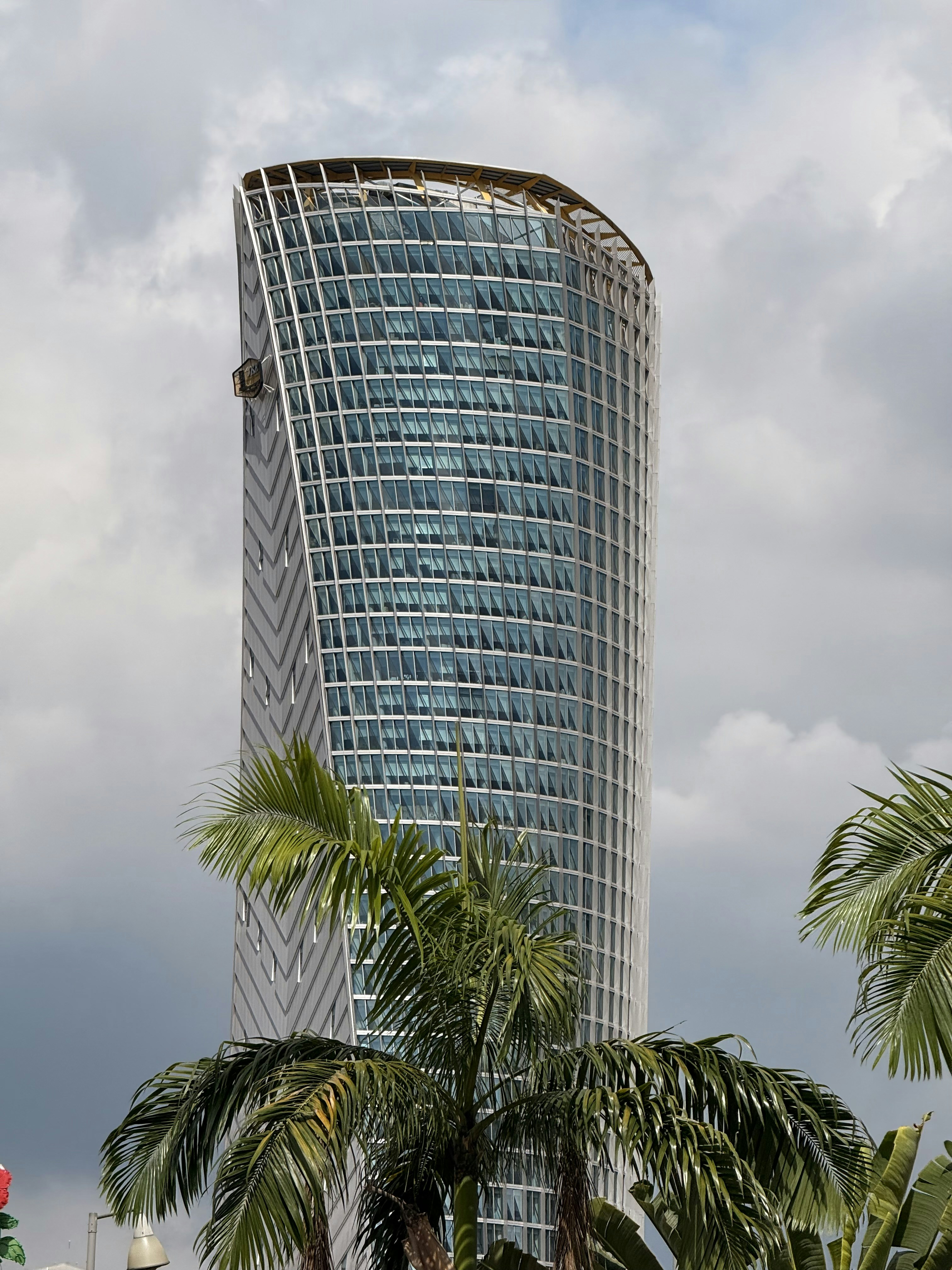 Corkscrew Tower Reaching Toward a Bright Sky