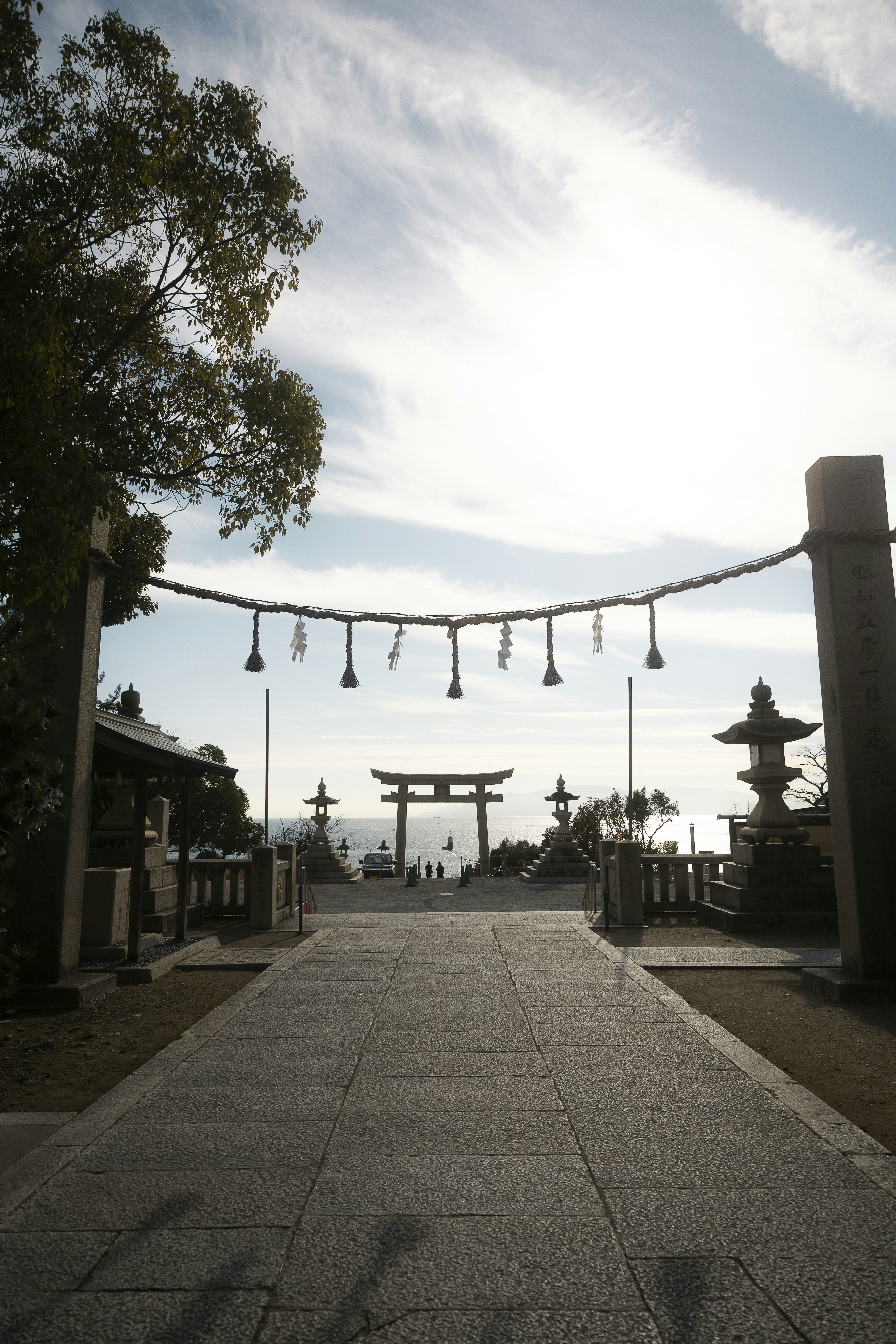 Path to the Torii Gate: A Sacred Avenue Framed by Lanterns
