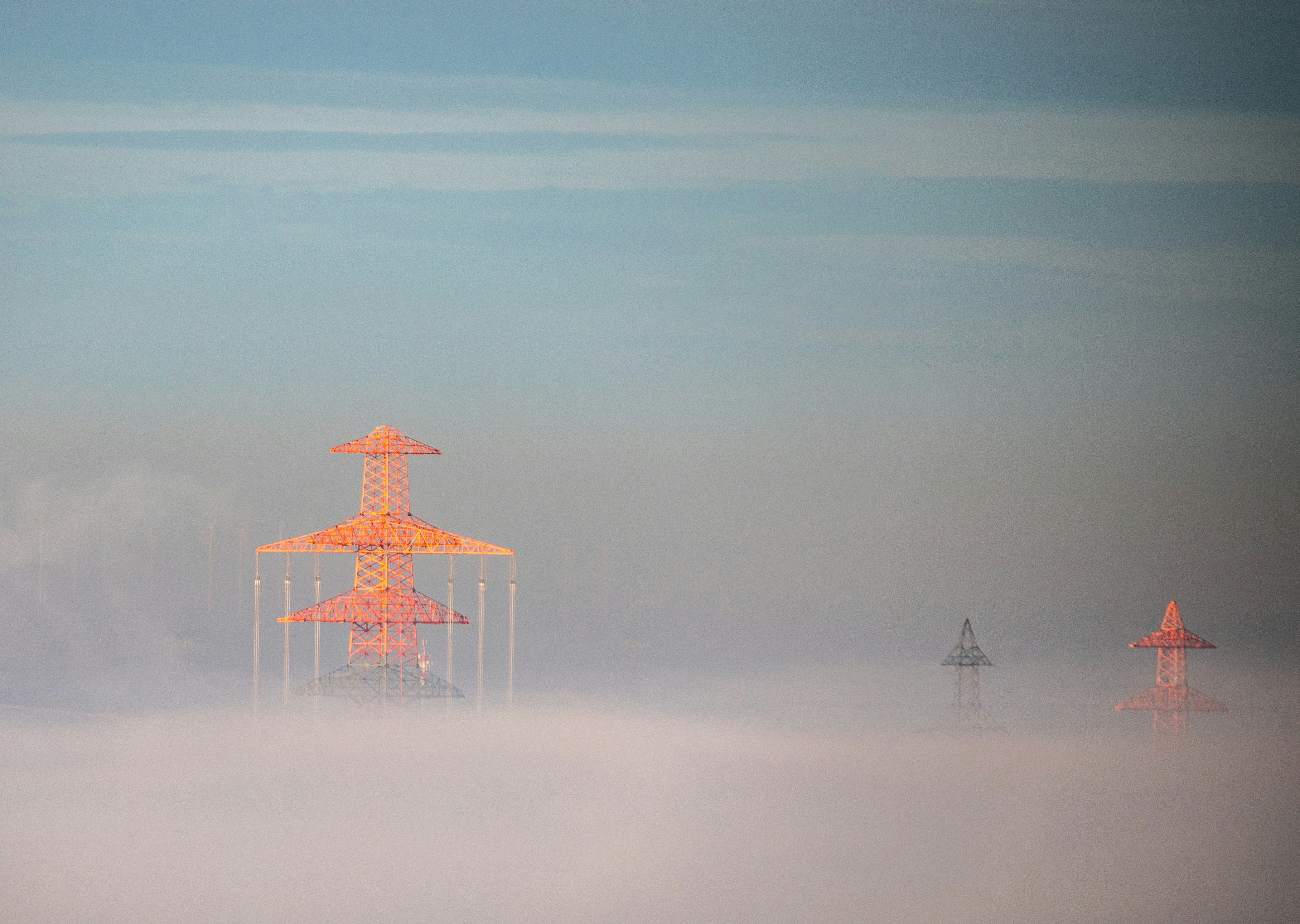 Mist-lit Towers: A Quiet Assembly Above the Clouds