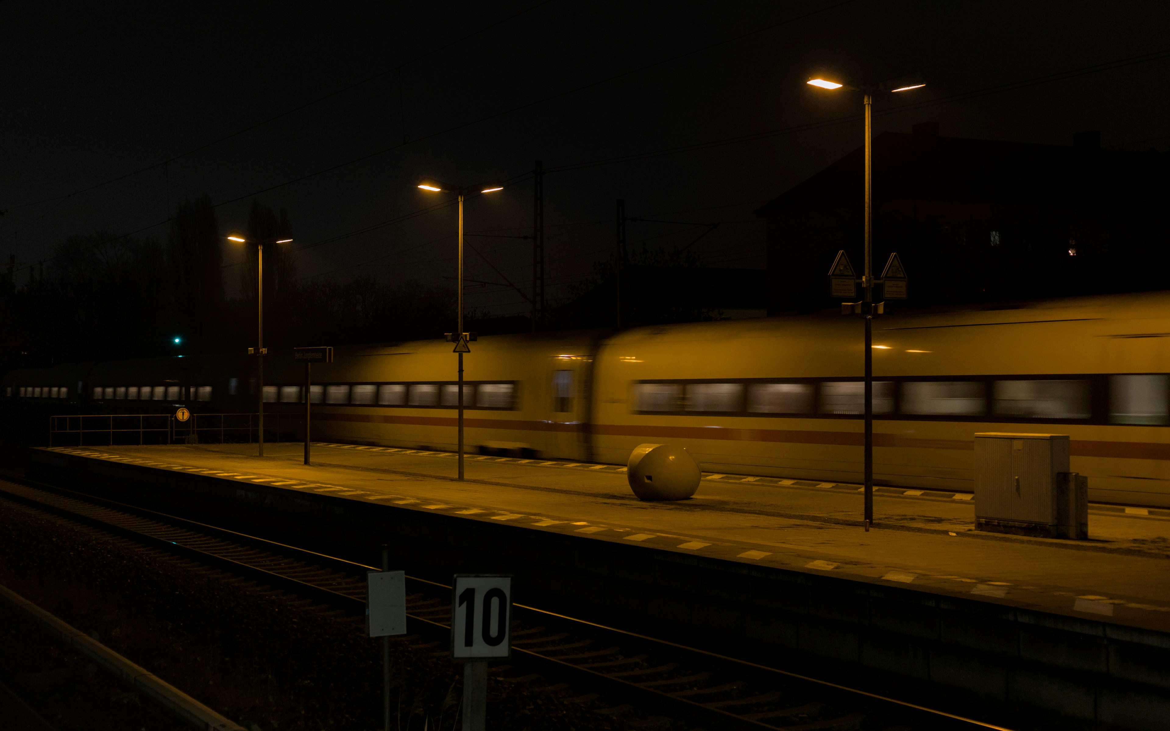 Night Train at Quiet Platform
