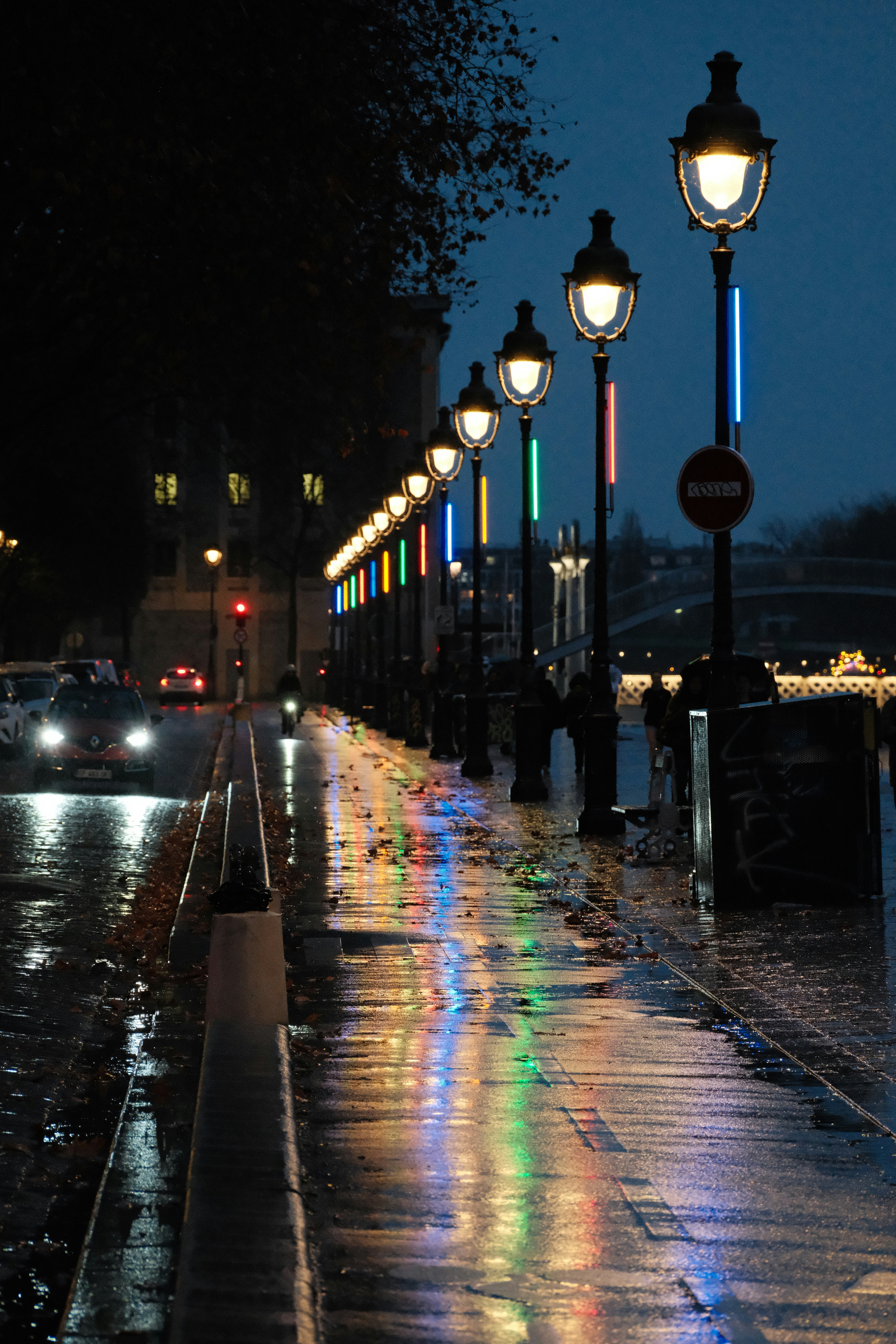 Neon Riverside after Rain