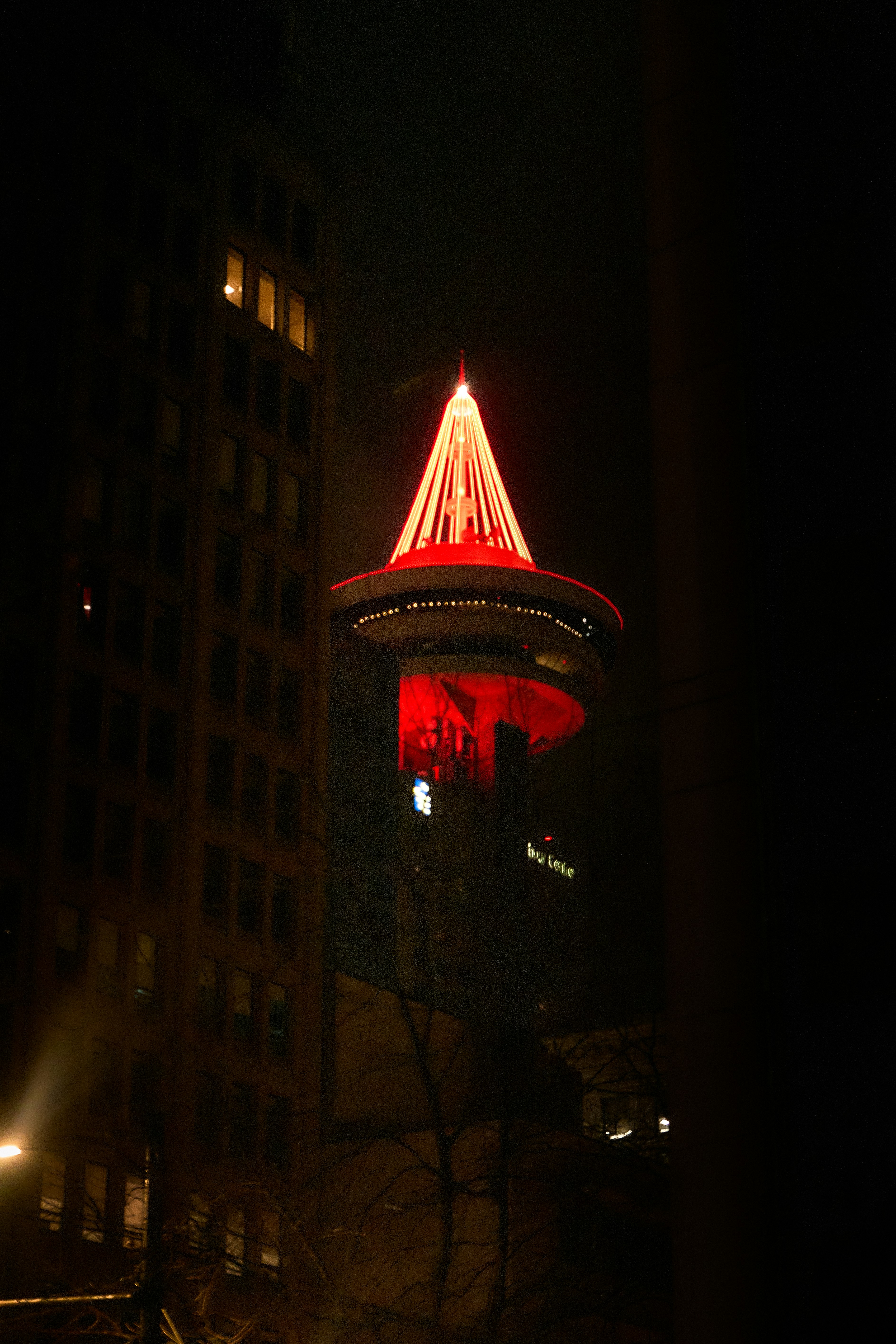 Red-lit Sky Tower Piercing the Night