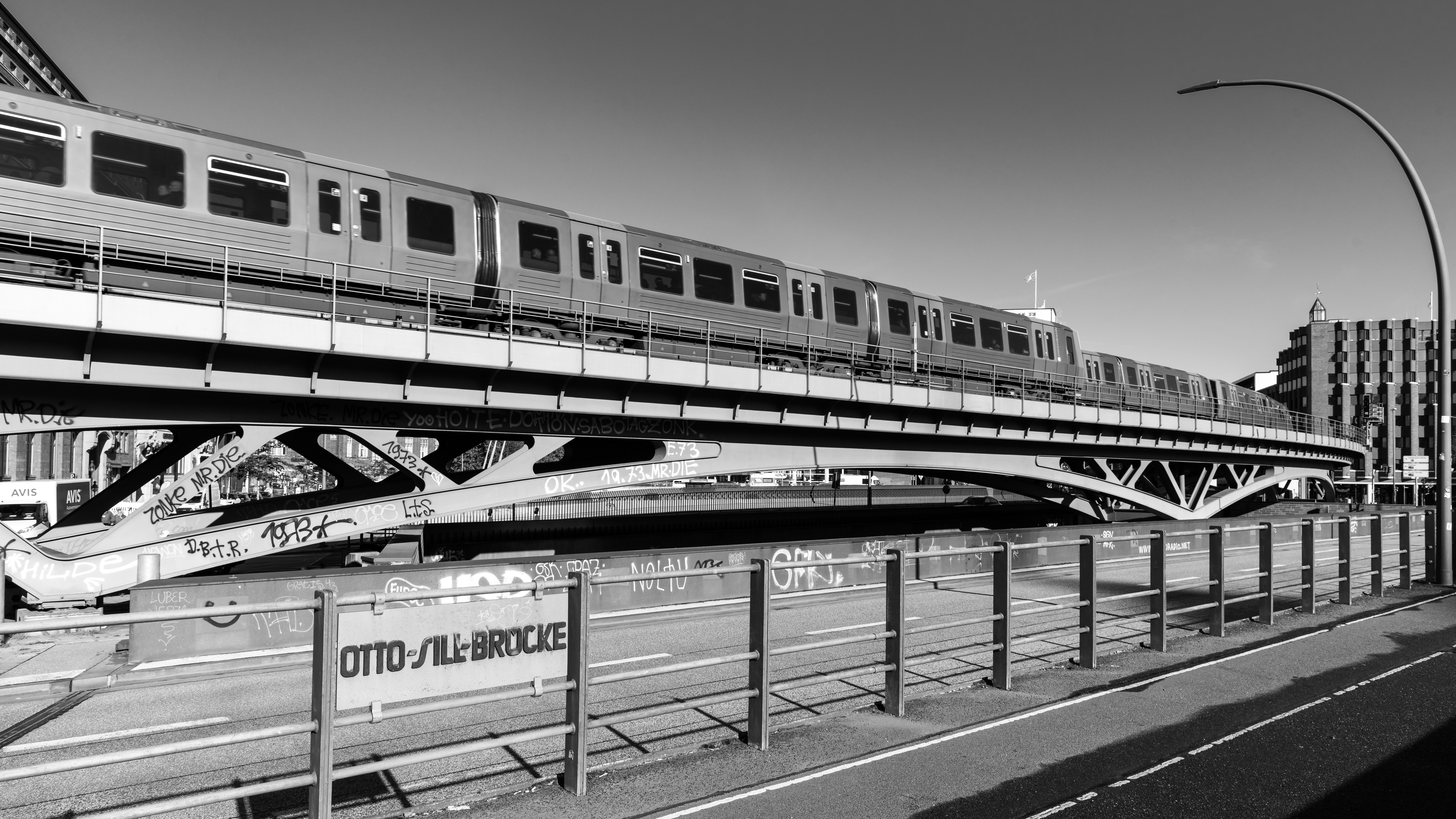 Overpass Echo: A Train Rides the City Above the Street