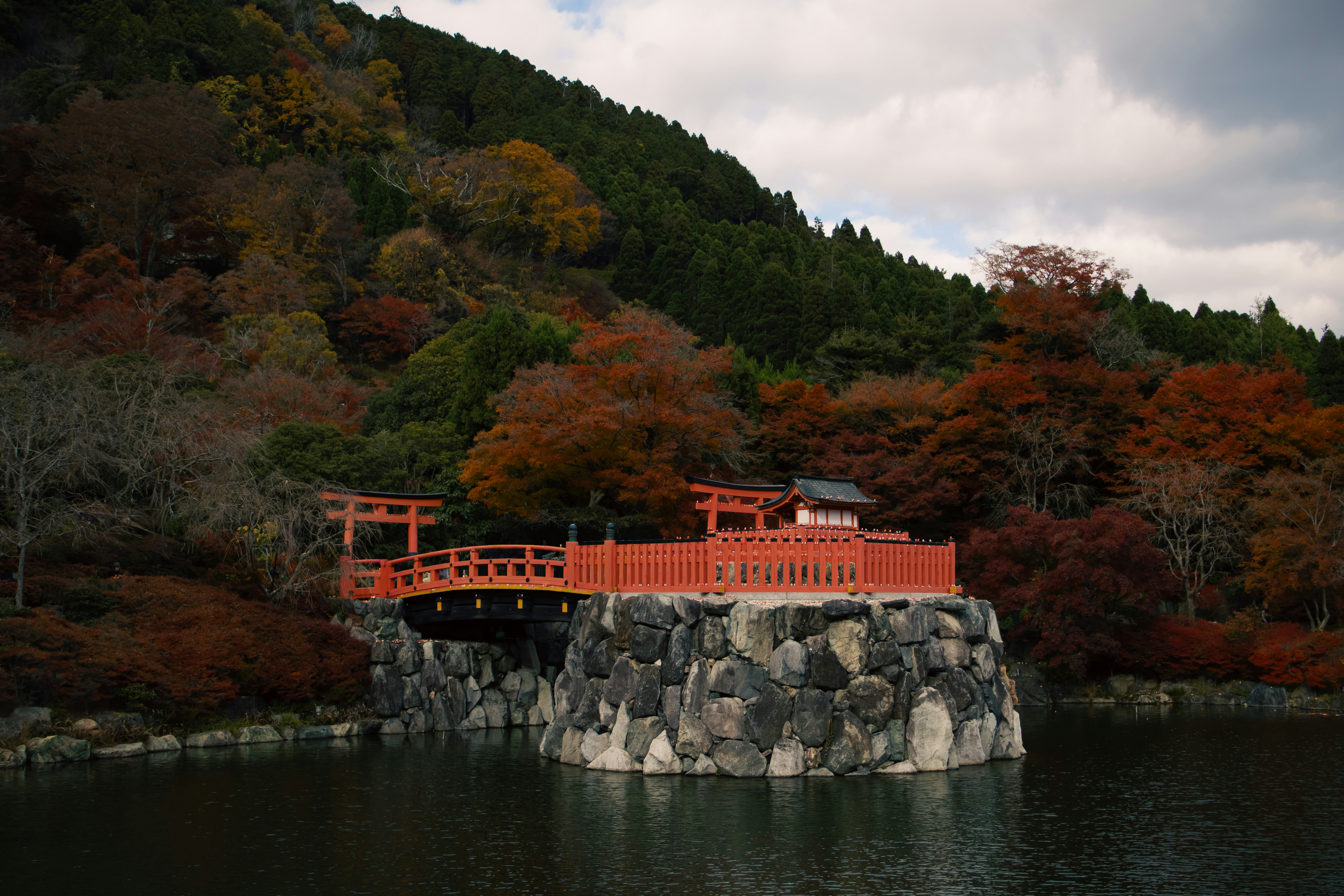 Crimson Bridge on a quiet island