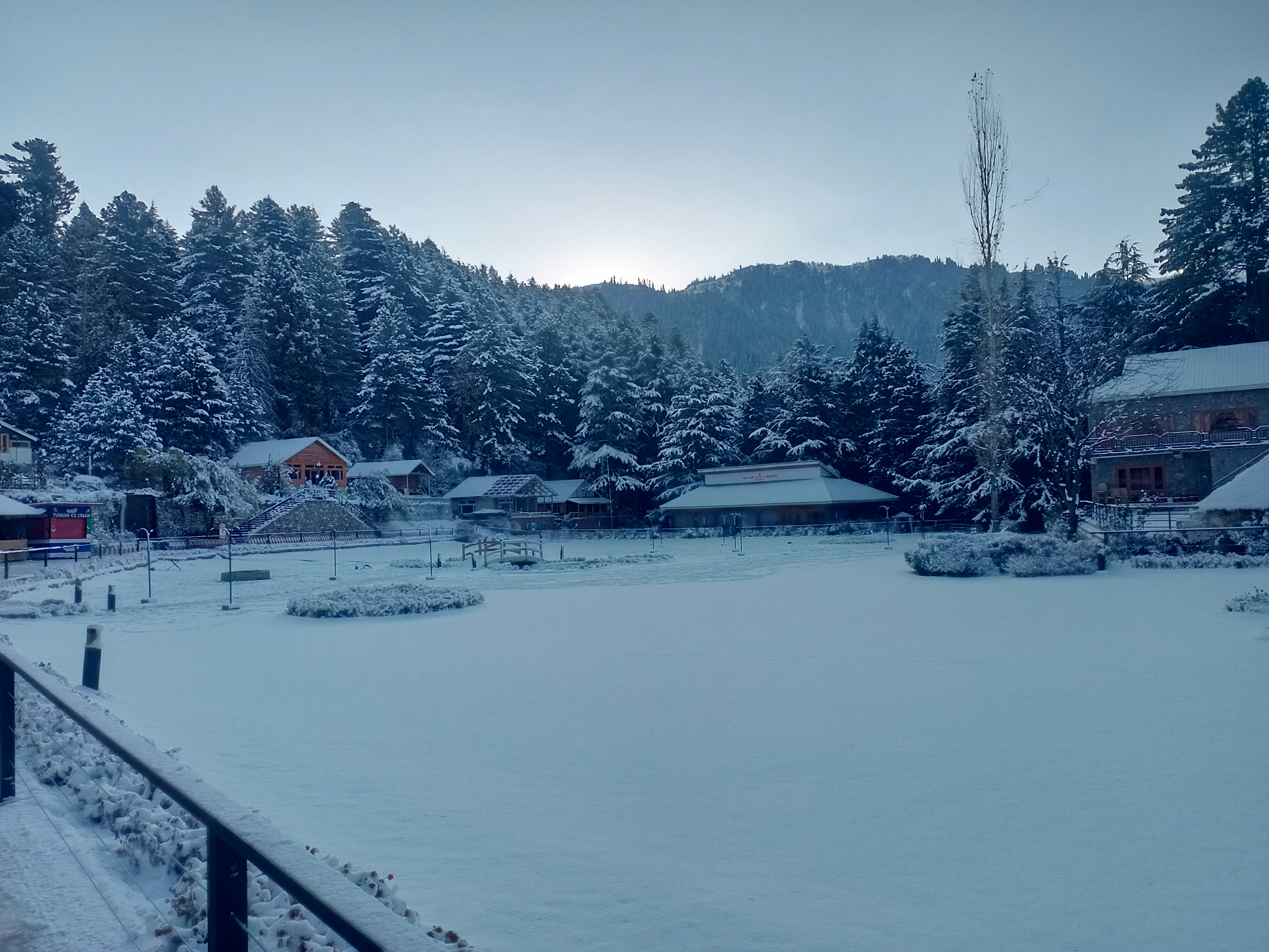 This is the Pine Resort from Shogran Pakistan after the Heavy snow Fall, Lovely View.