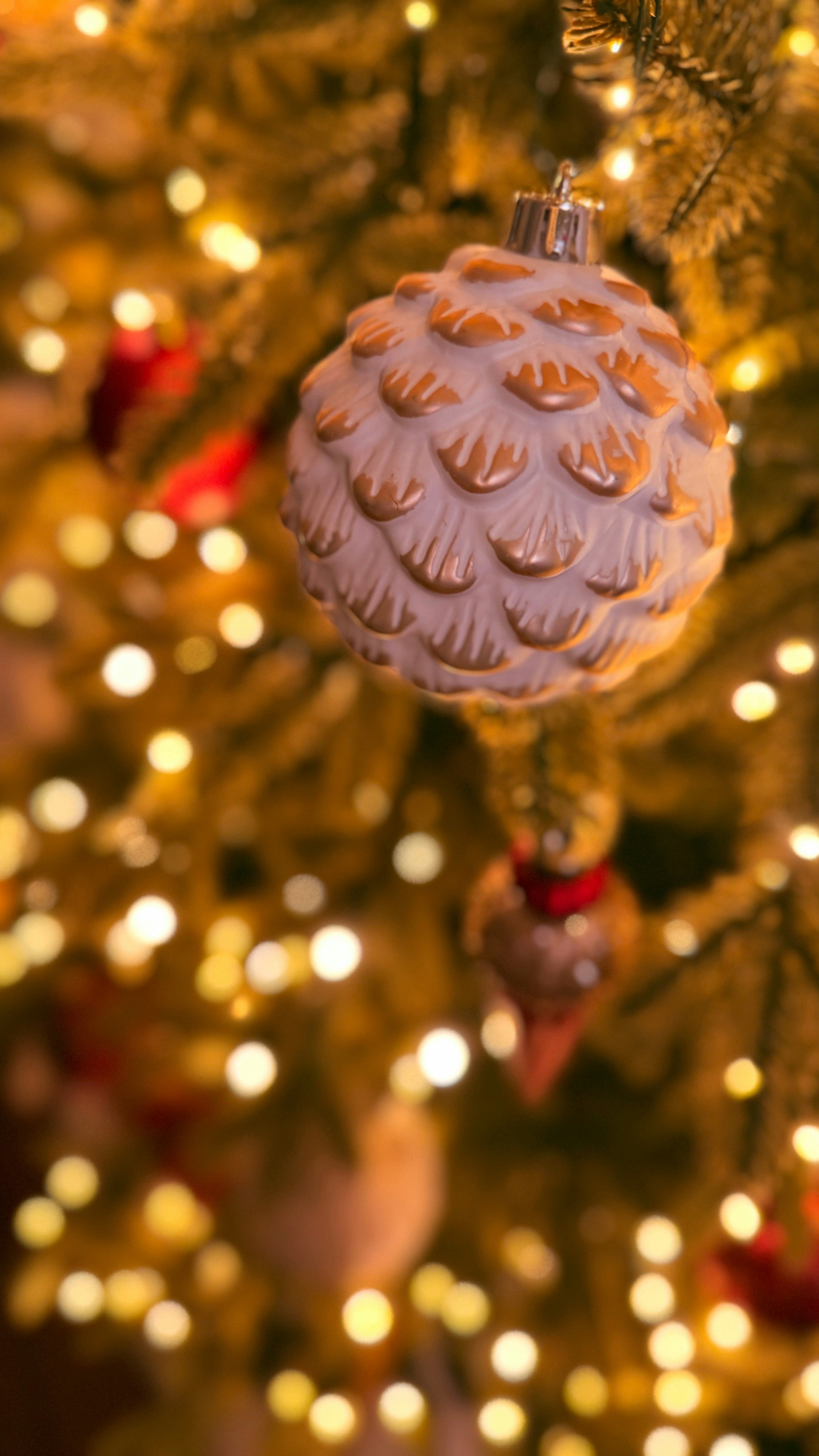 Ornament in Warm Glimmer: A Christmas Tree Portrait