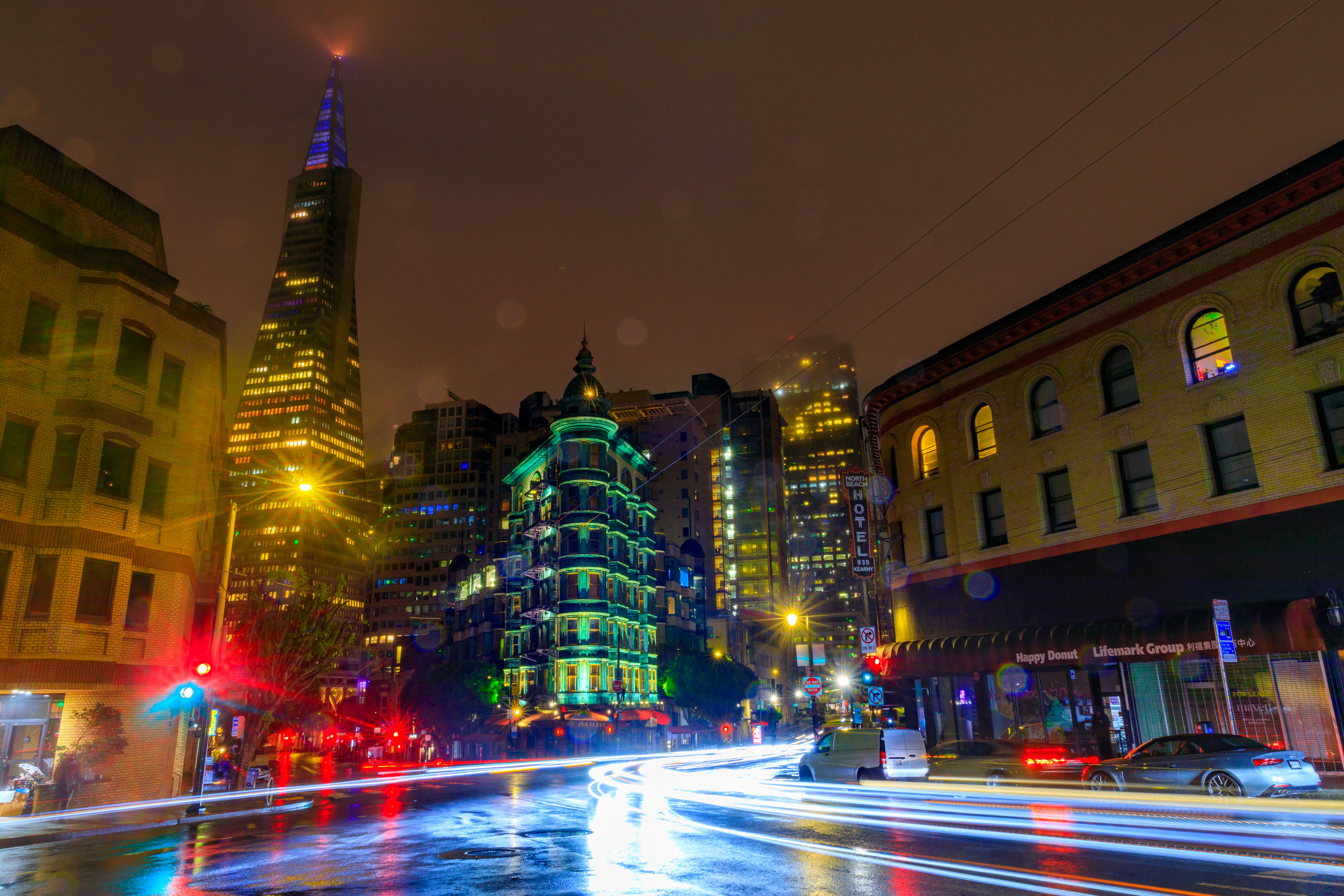 Neon Cascade Over Downtown