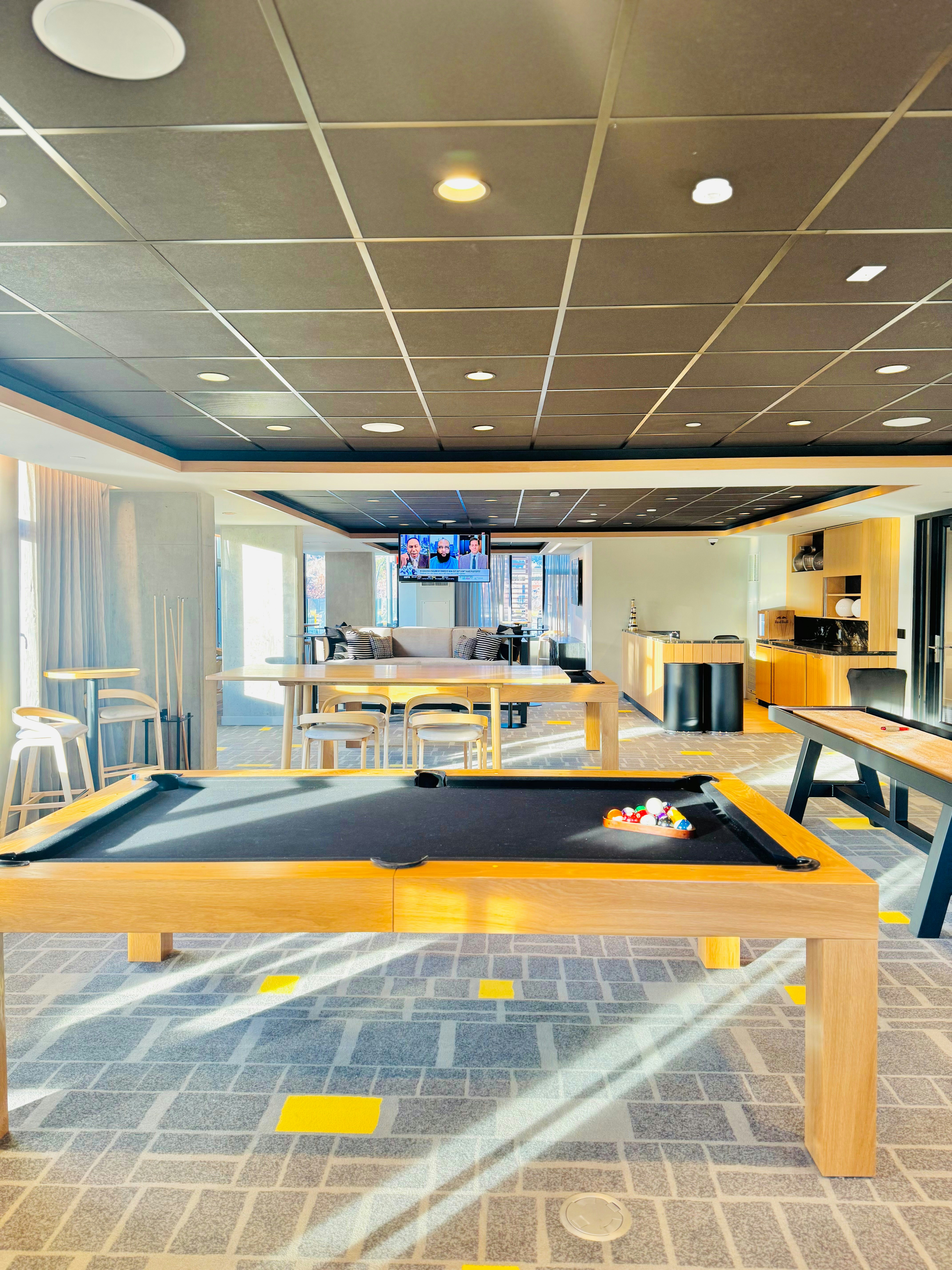 Playroom Rendezvous: Billiards, Brisk Light, and Social Space