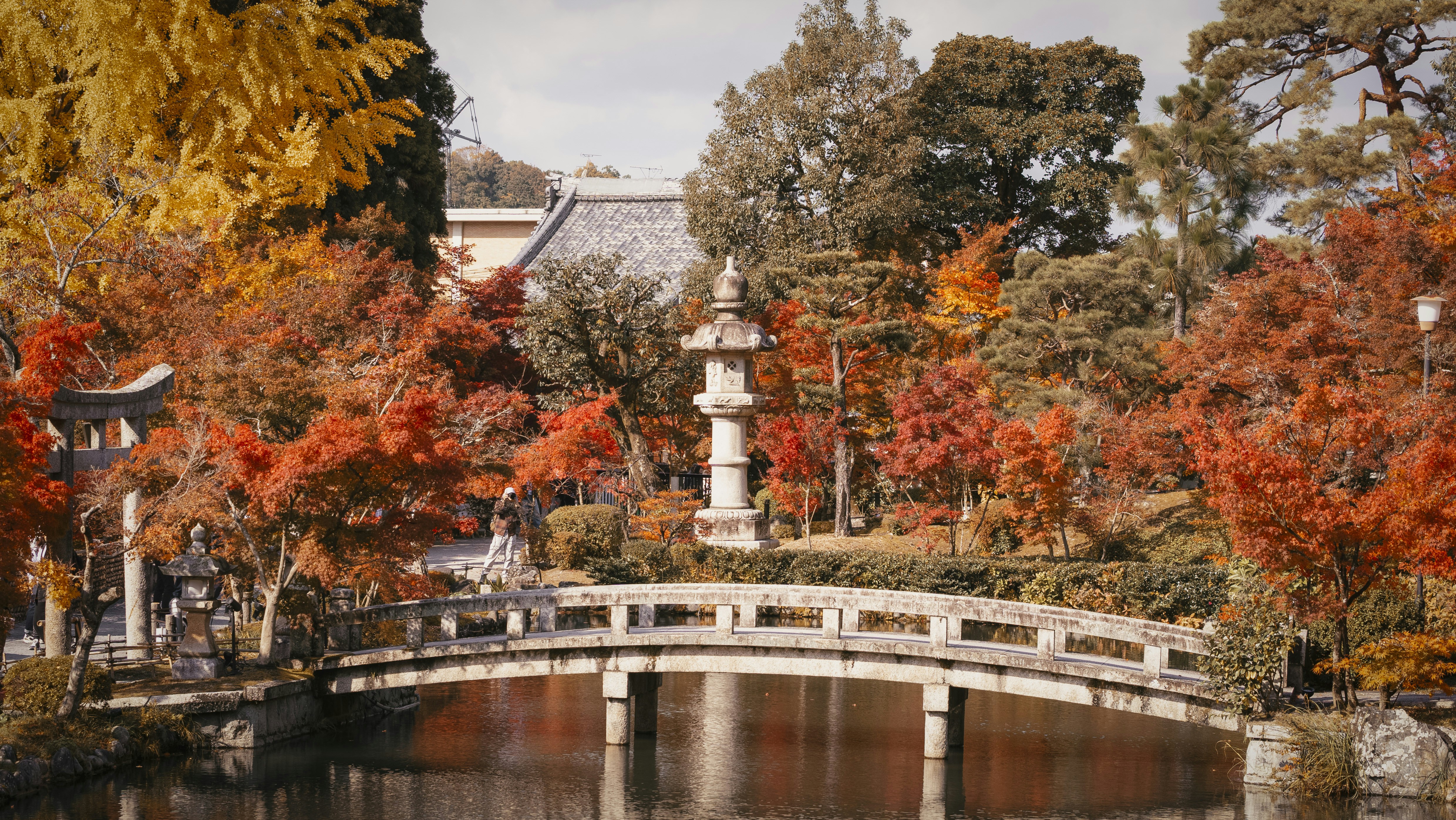 Autumn Bridge at Shimmering Pond