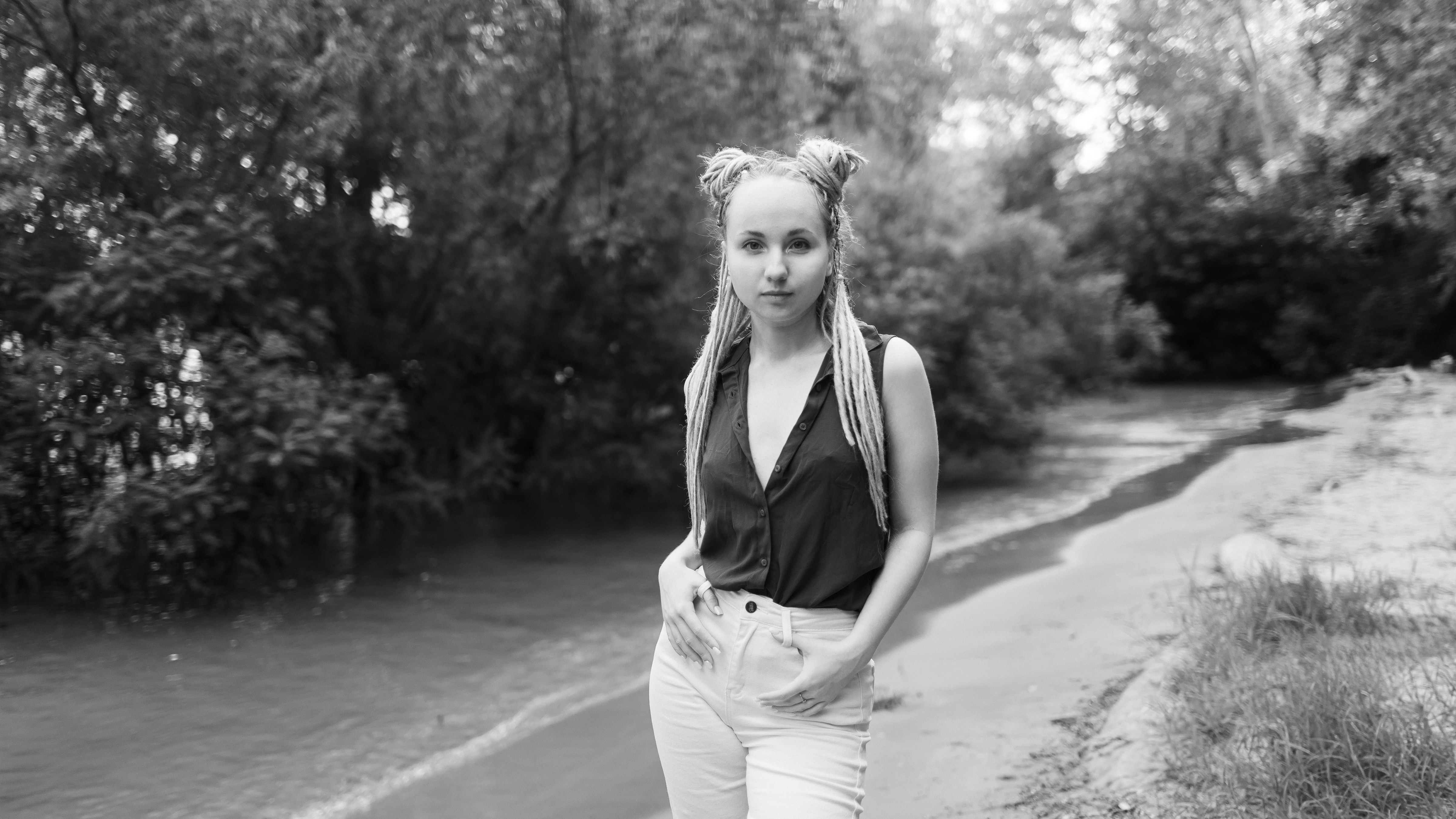 Portrait by the Riverbank: Threads of Light and Silence