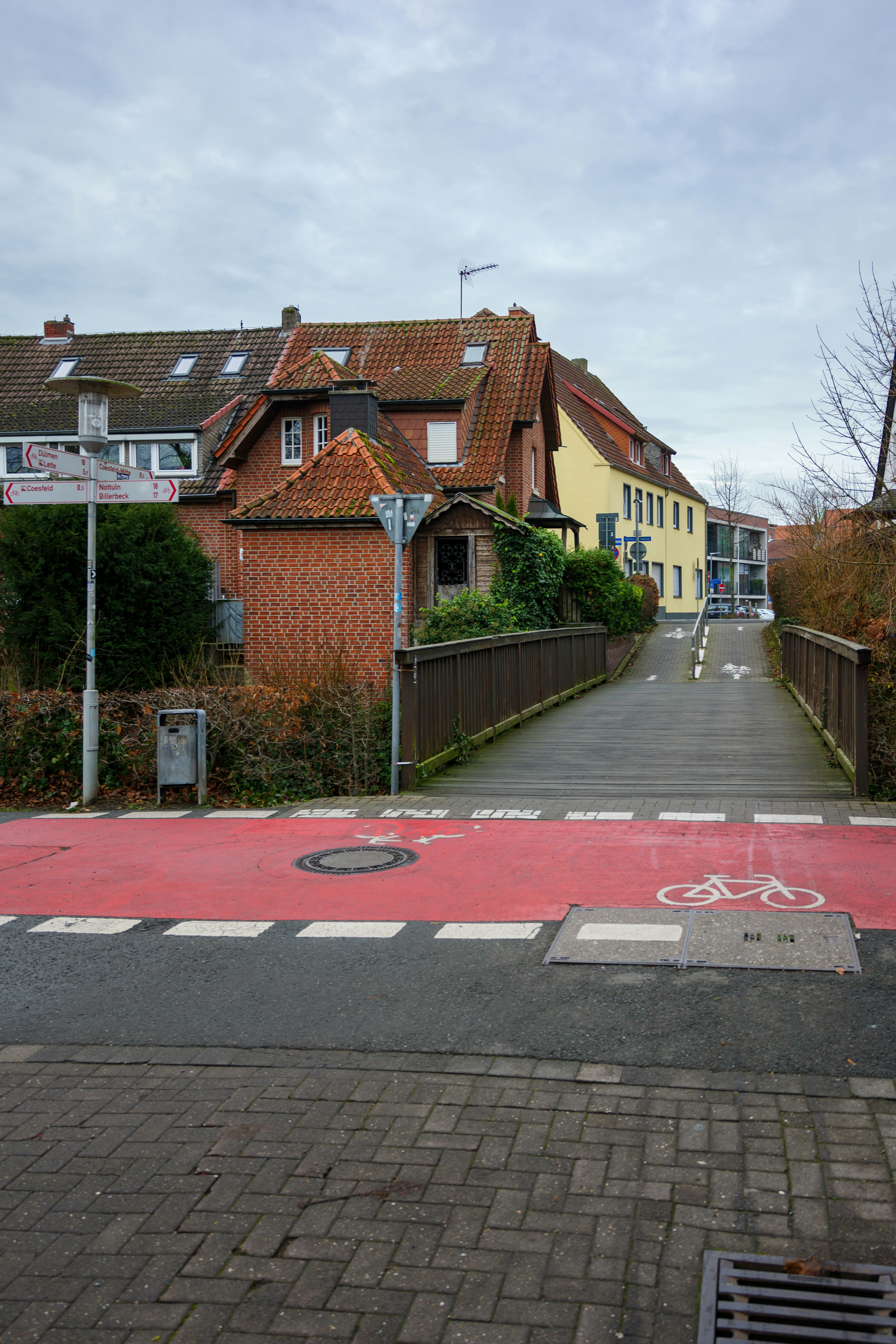 Bridge to the Row of Colorful Townhouses