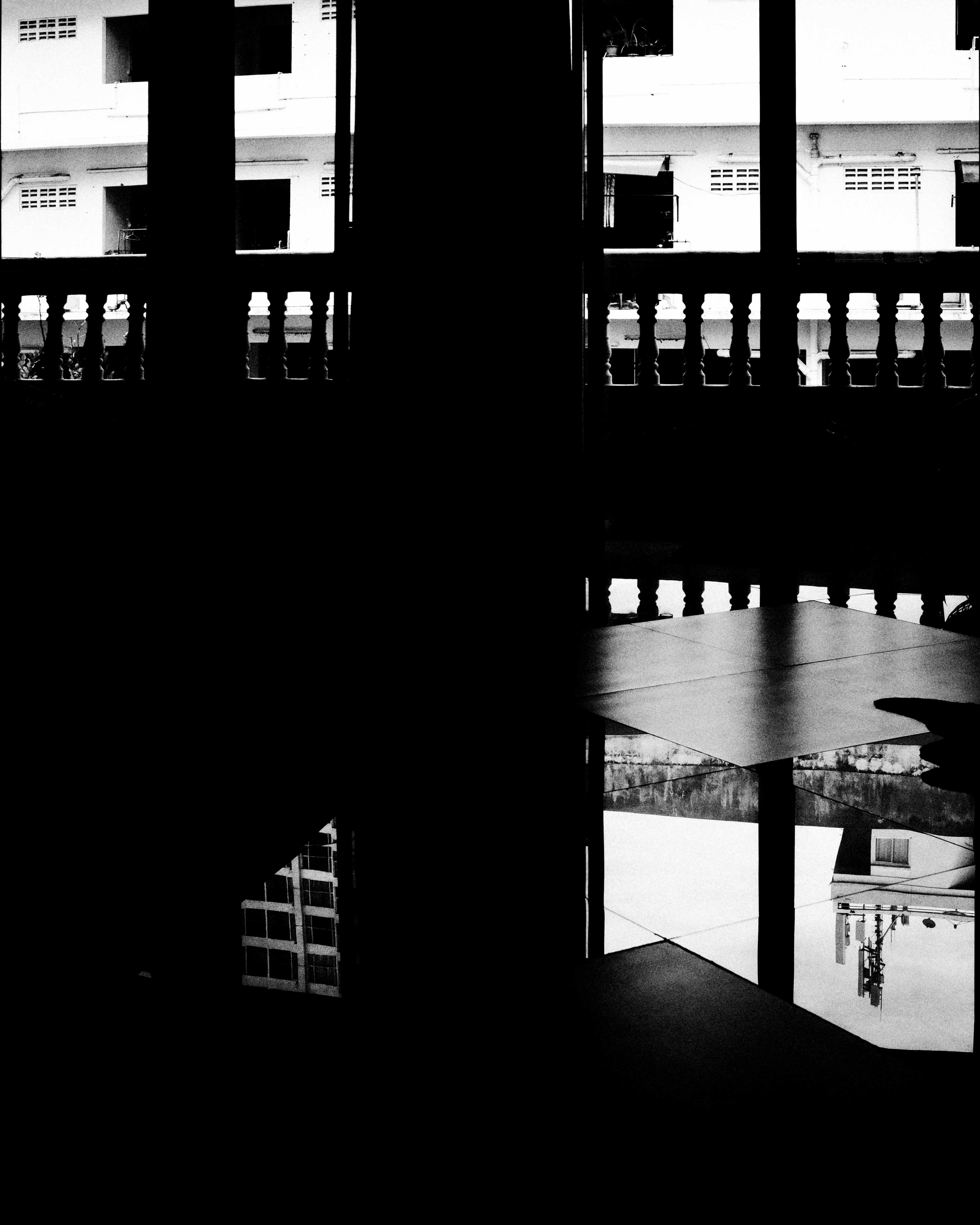 Chiaroscuro Balcony: A Split Between Light and Shadow