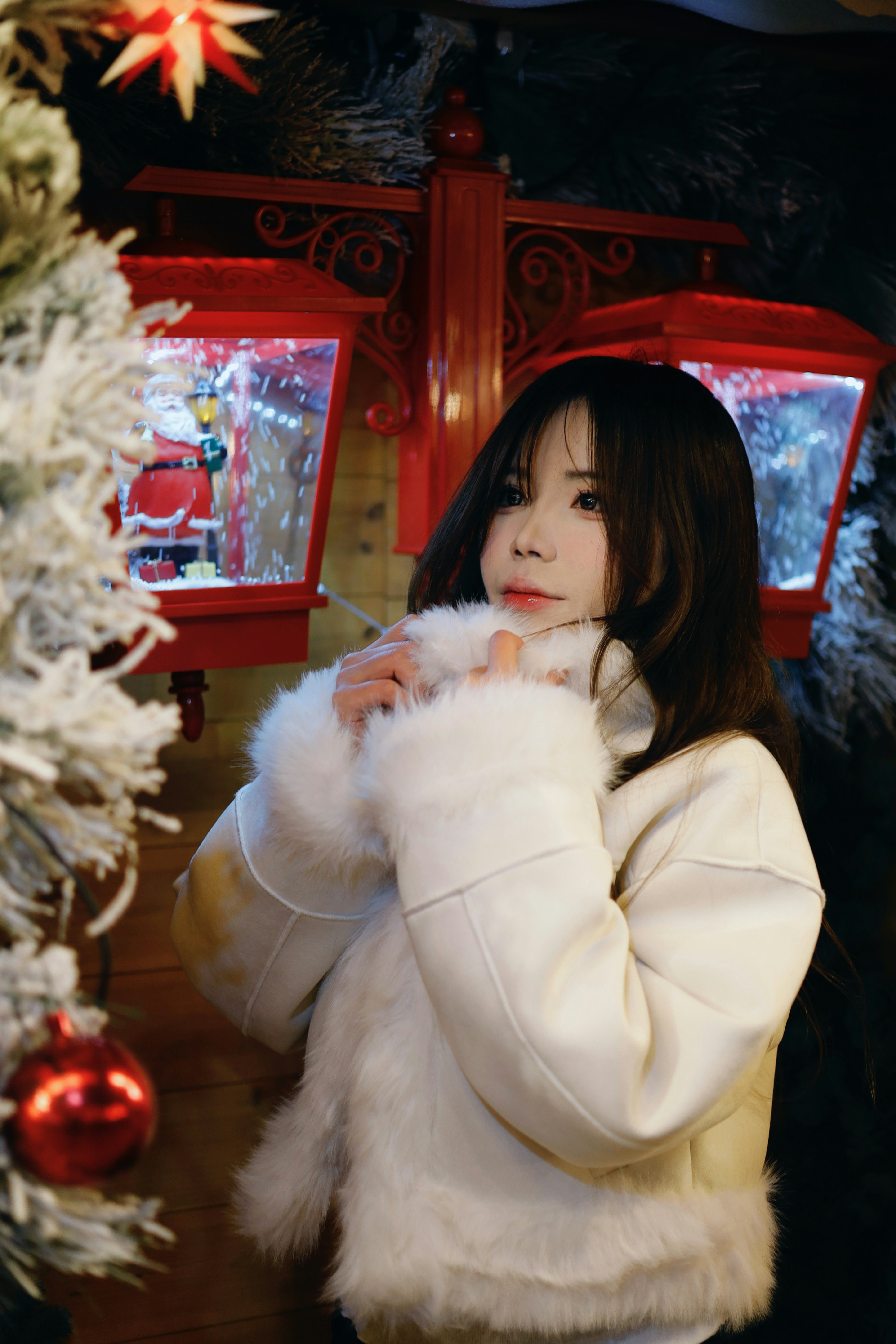 Winter Glimmer: A Quiet Moment by the Candy-Store Lanterns