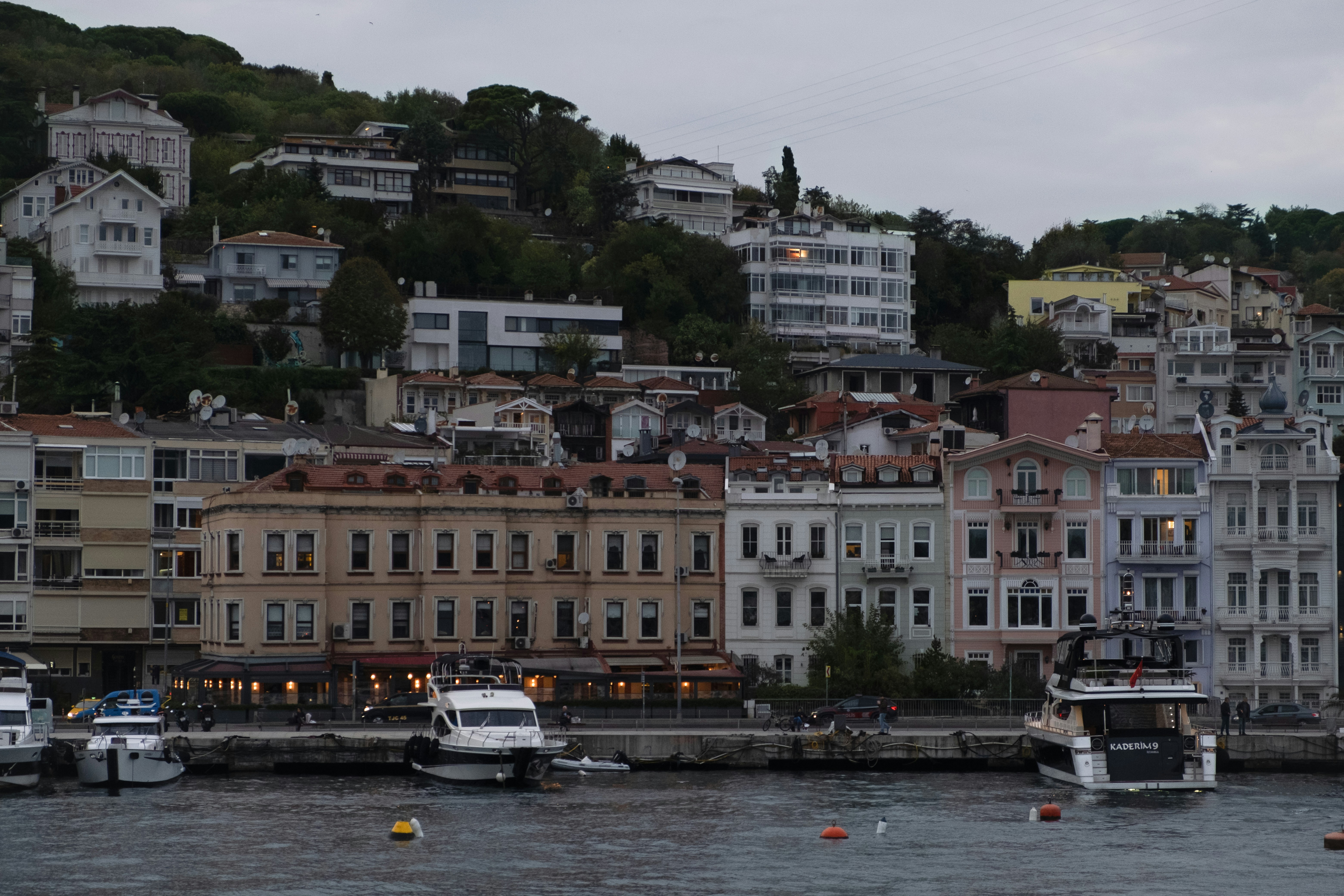 Harbor Village: Boats, Row Houses, and Hillside Dwellings Evening Light
