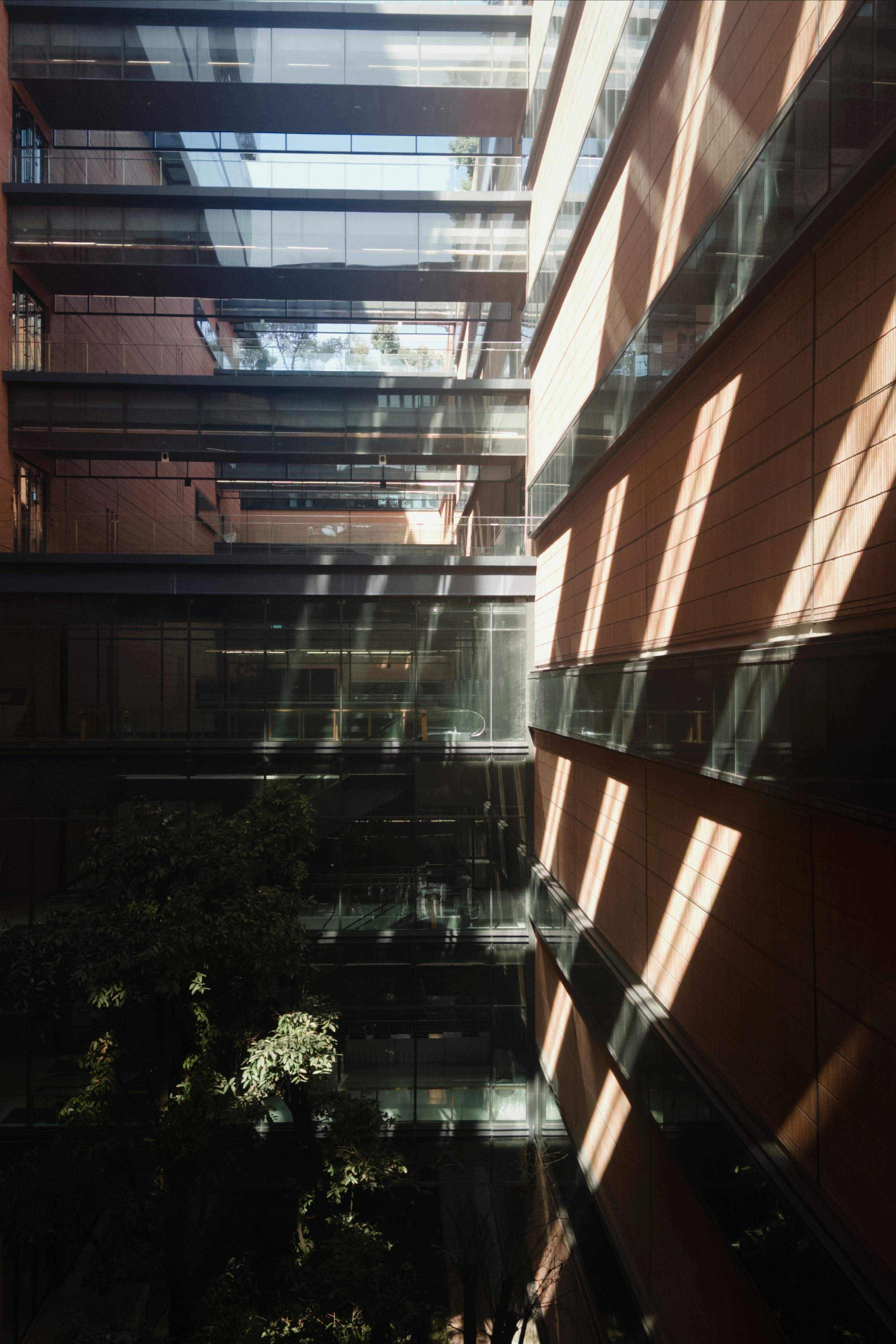 Architectural Atrium in Sunlit Strips