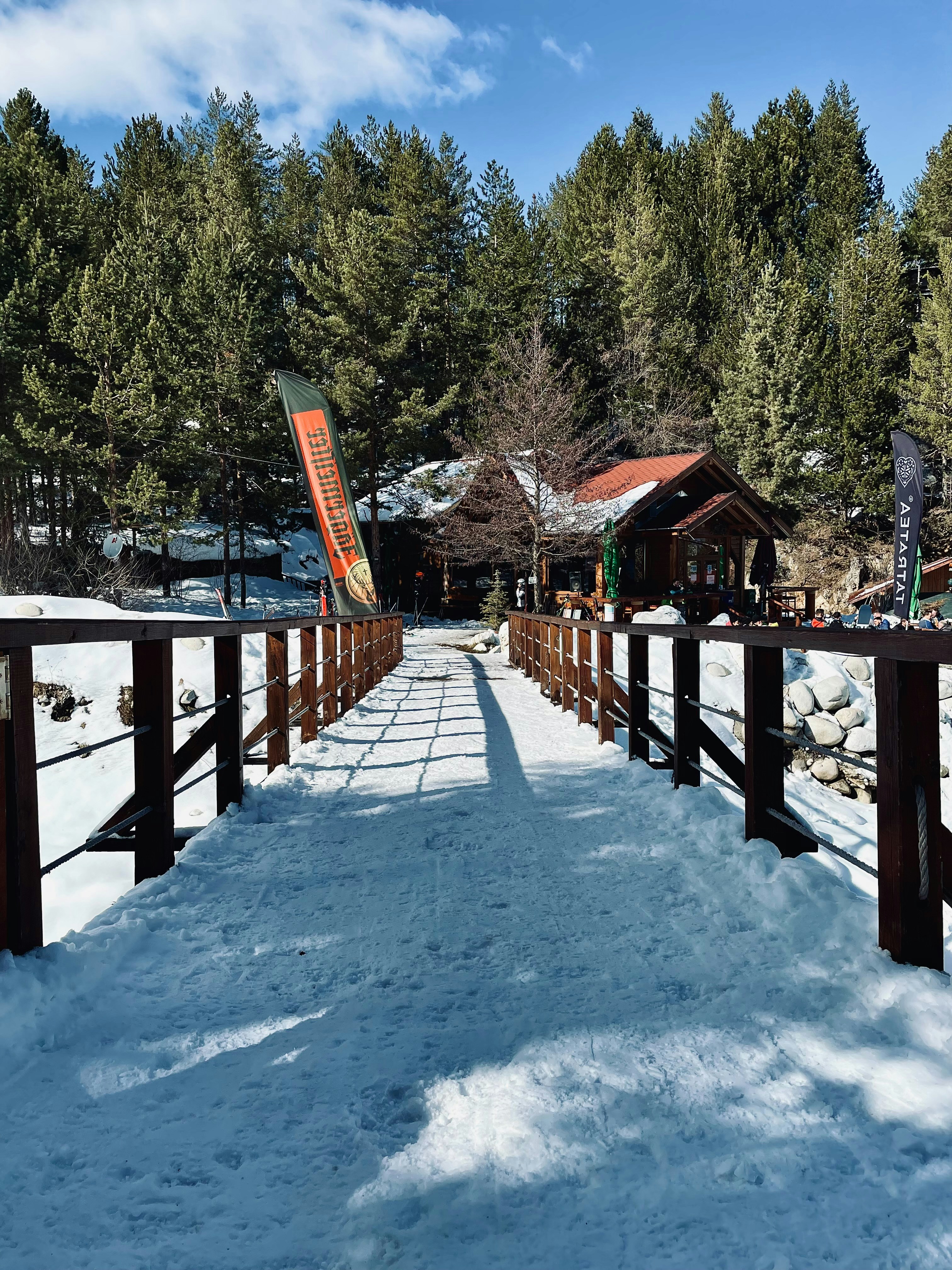 Snowy Bridge to the Forest Cabin