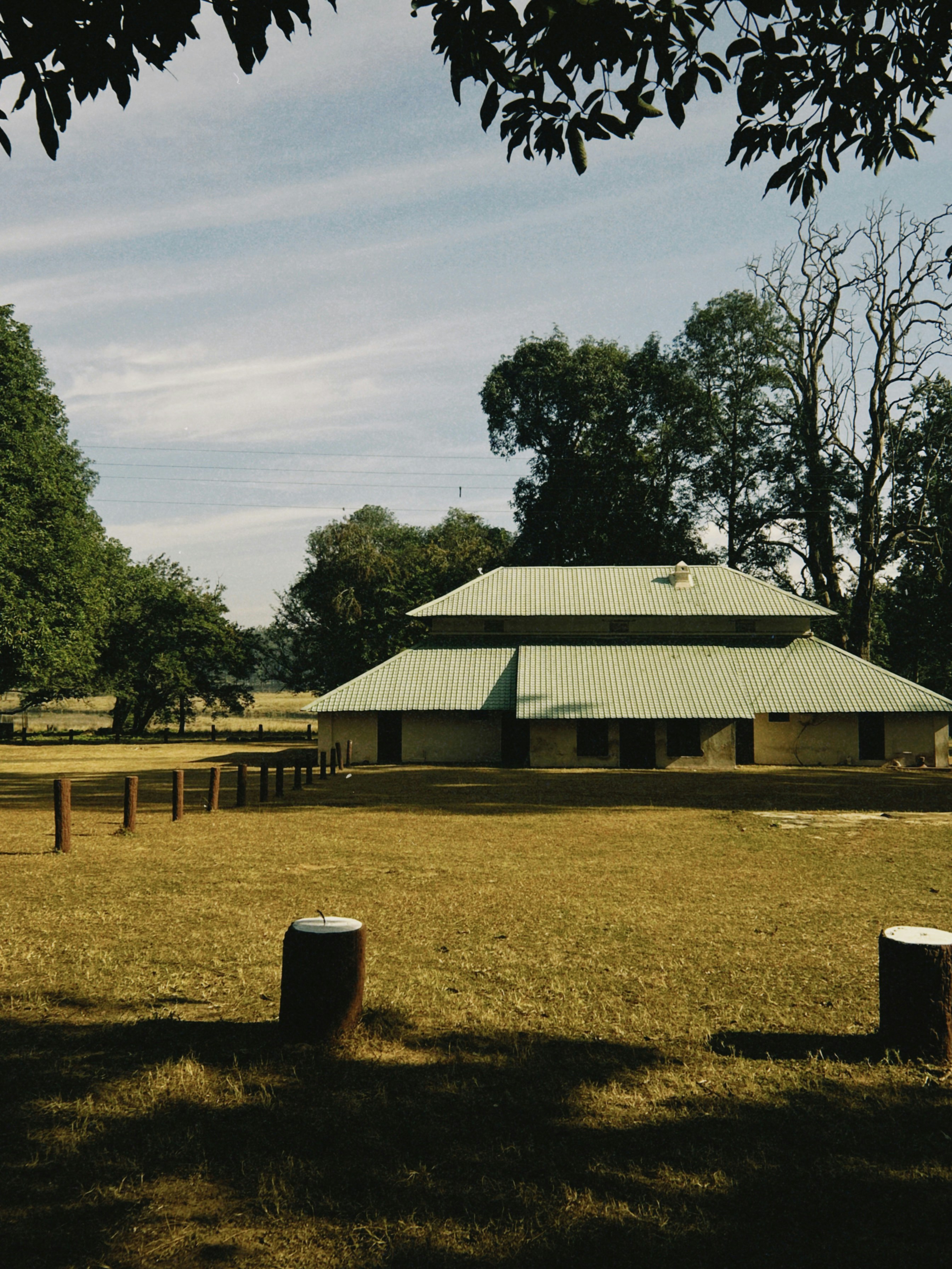 Rural Pavilion Under a Sky of Soft Striations