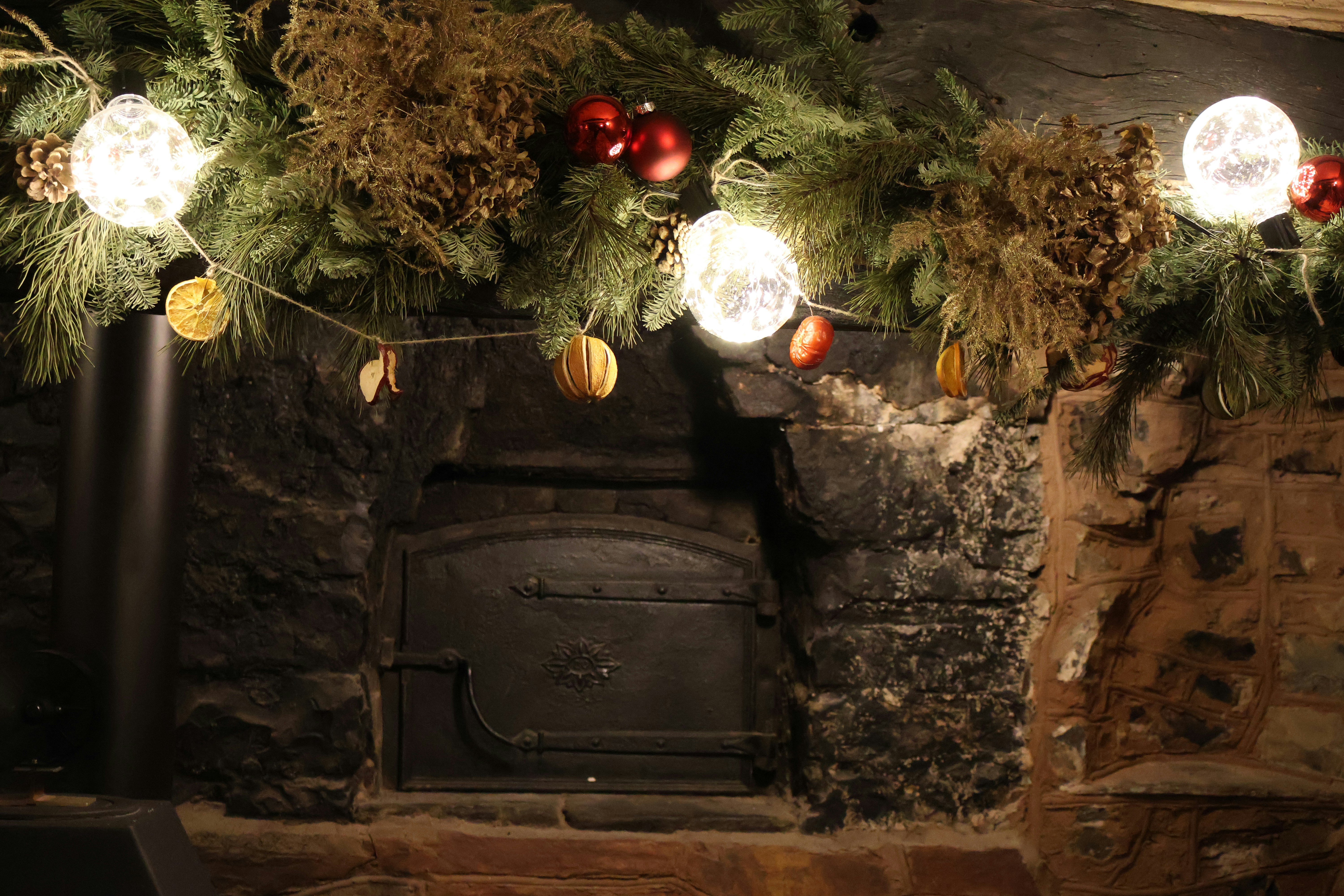 Cozy Hearth Under Festive Boughs